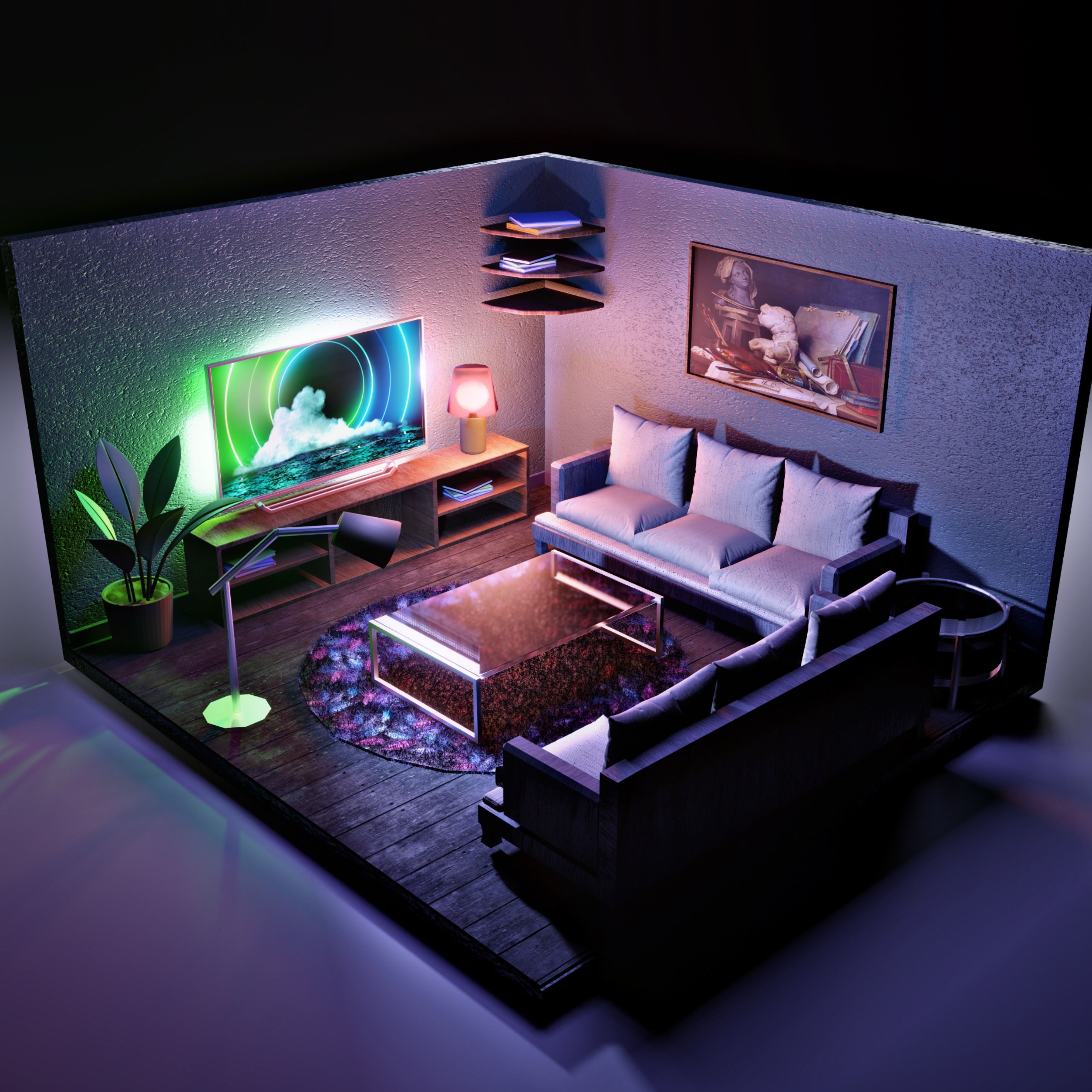 led light room 3D model | CGTrader