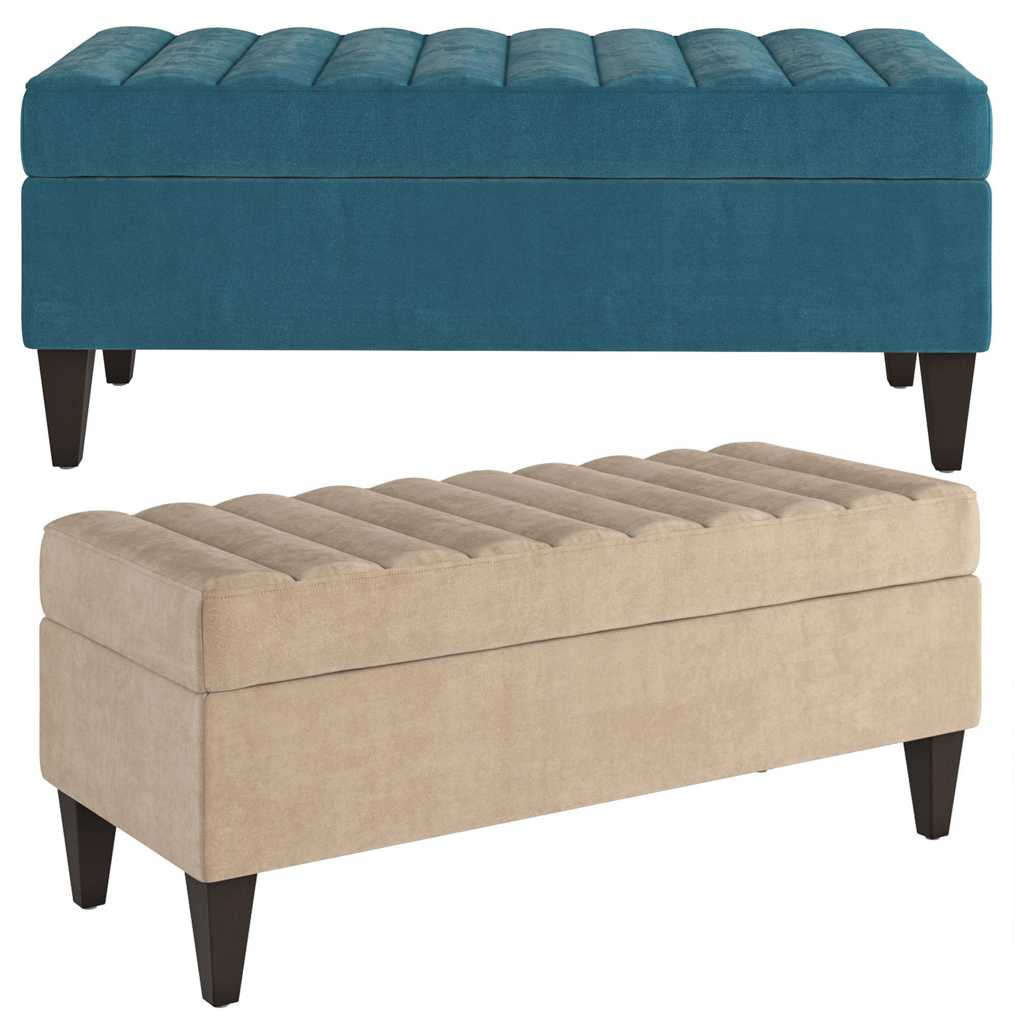 Channel Tufted Velvet Storage Ottoman 3D model | CGTrader