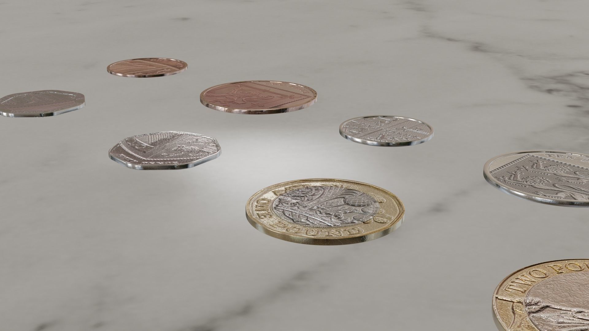 3D model Uk GBP Currency Coins VR / AR / low-poly | CGTrader