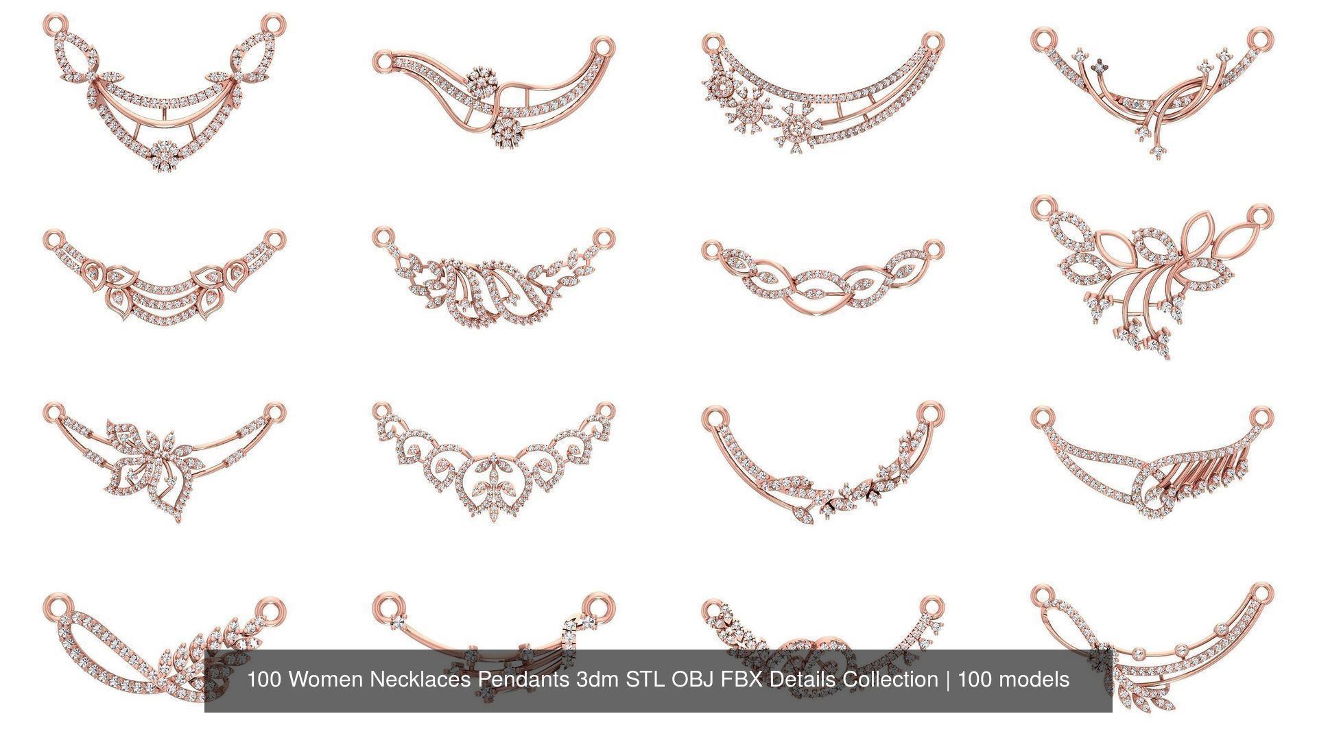 100 Women Necklaces Pendants 3dm STL OBJ FBX Details Collection | CGTrader