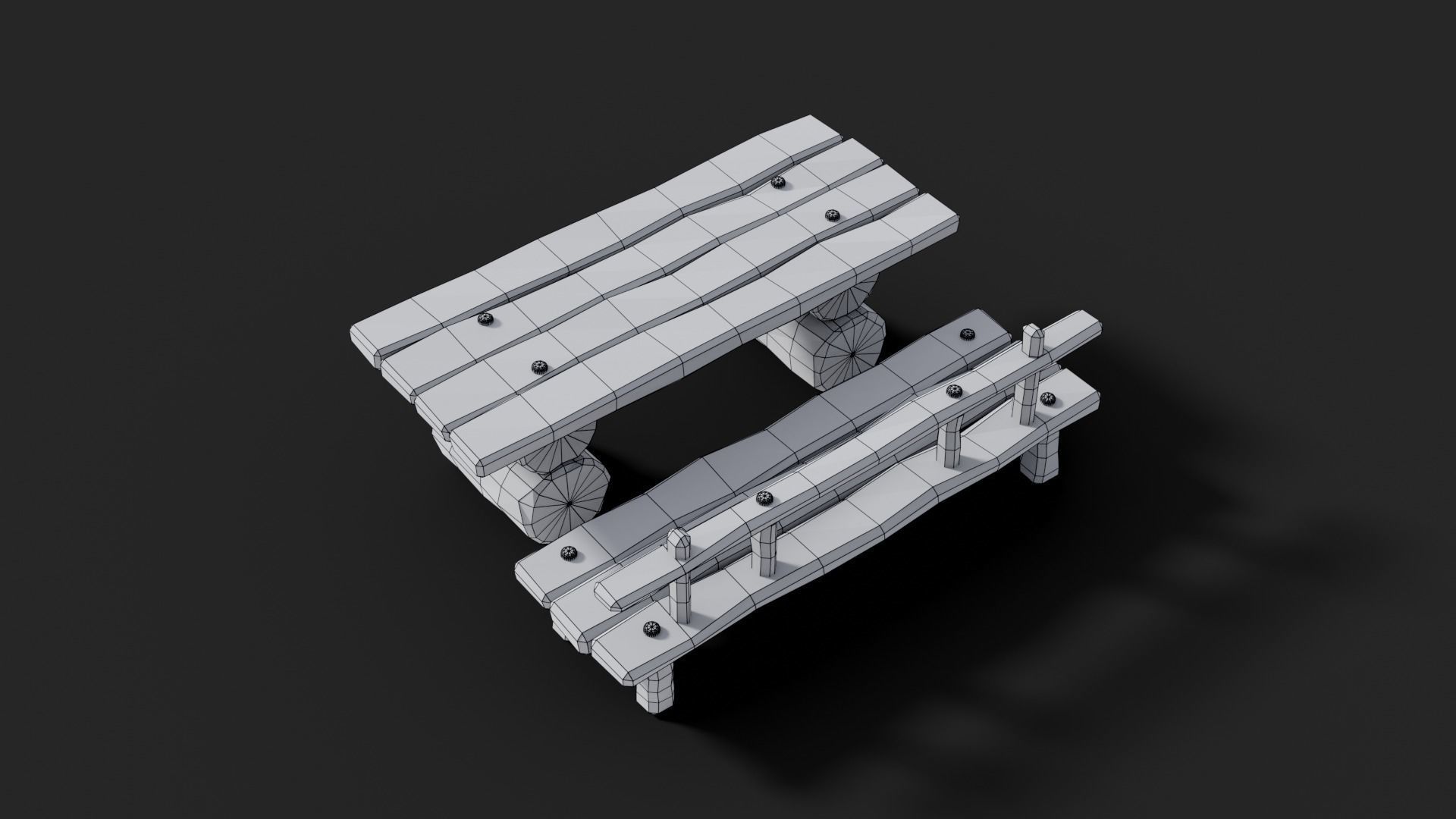 STYLIZED WOODEN TABLE WITH BENCH free VR / AR / low-poly 3D model ...