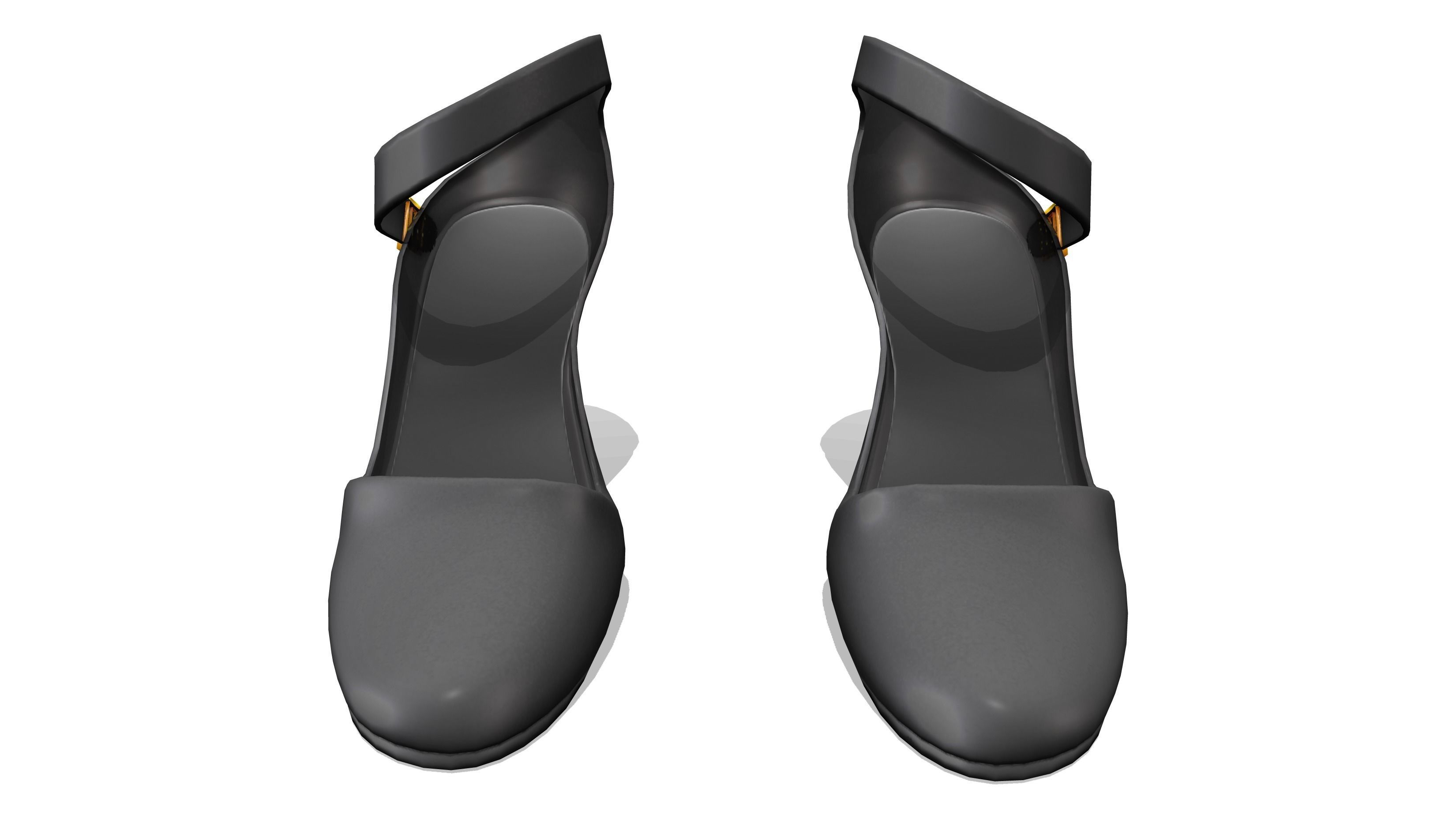 3D model Diagonal Ankle Straps Black High Heel Shoes VR / AR / low-poly ...