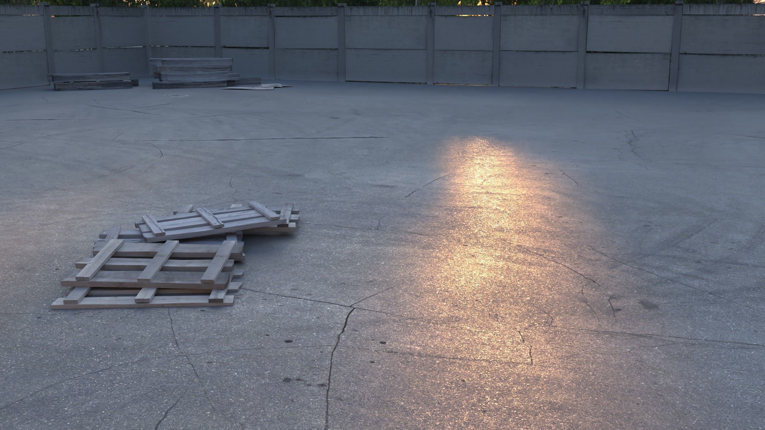 3D model Square empty parking lot with trees and car VR / AR / low-poly ...