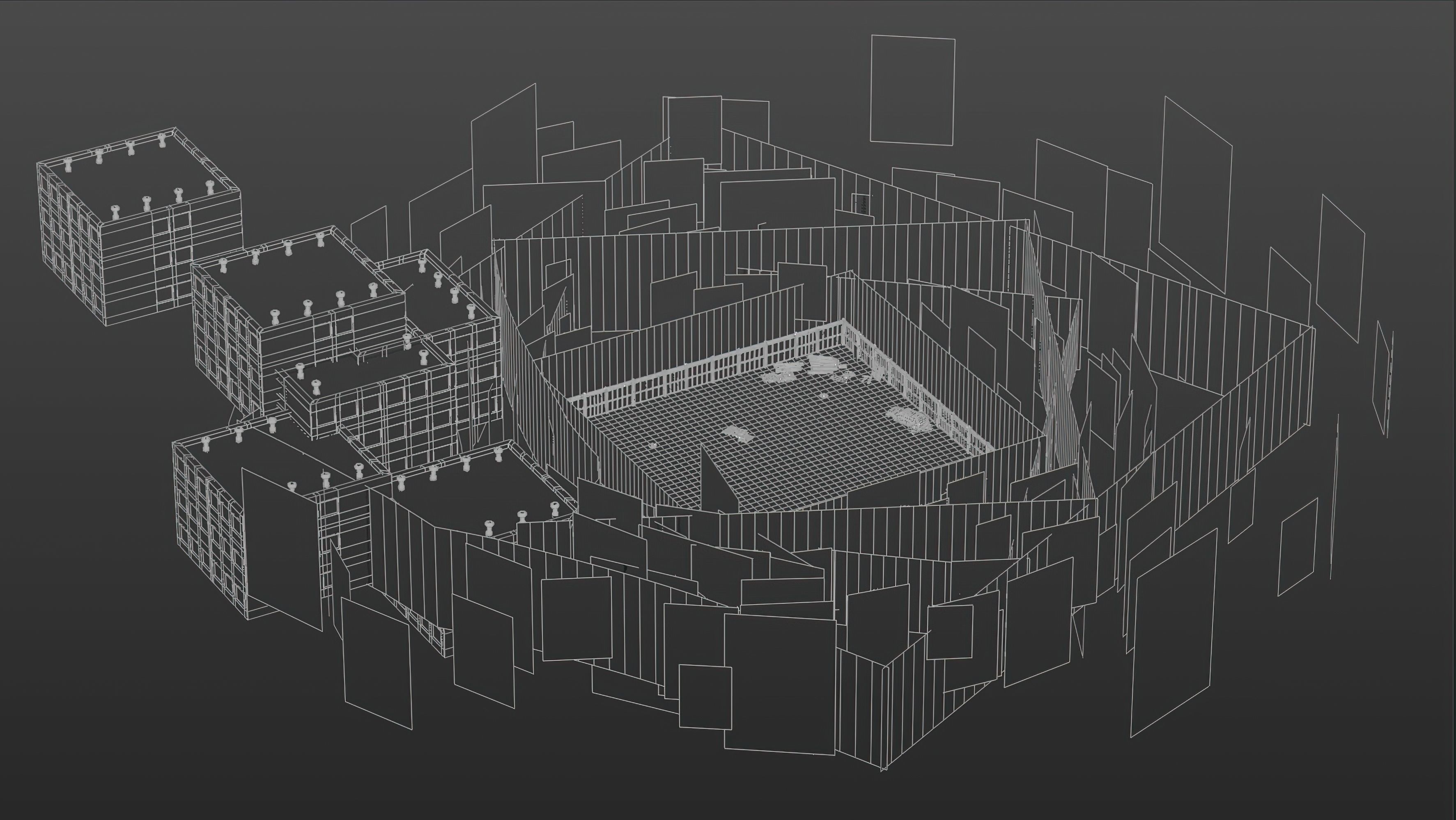 3D model Square empty parking lot with trees and car VR / AR / low-poly ...