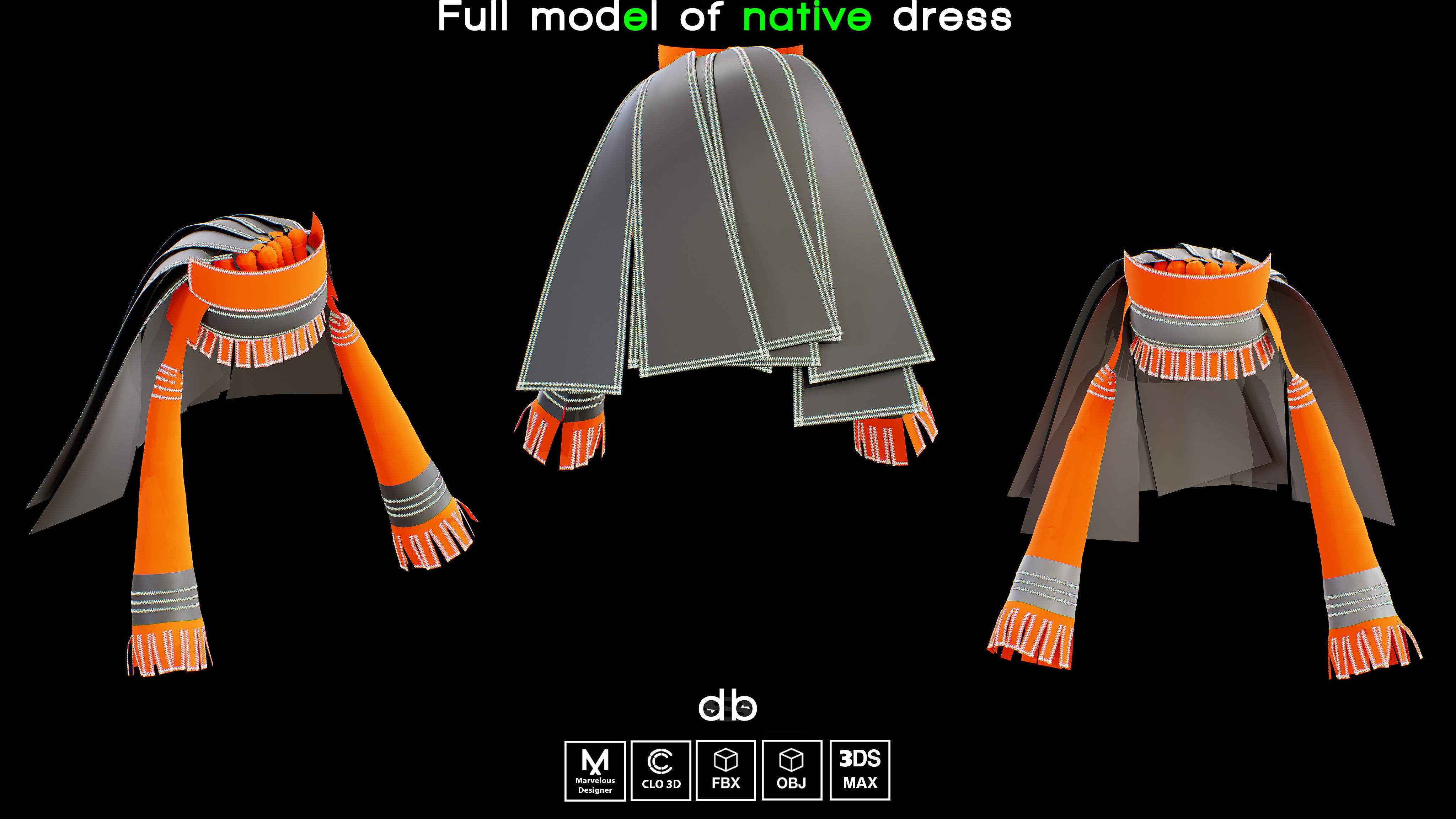 Full model of native dress MD CLO3D PROJECTS OBJ FBX 3D model | CGTrader