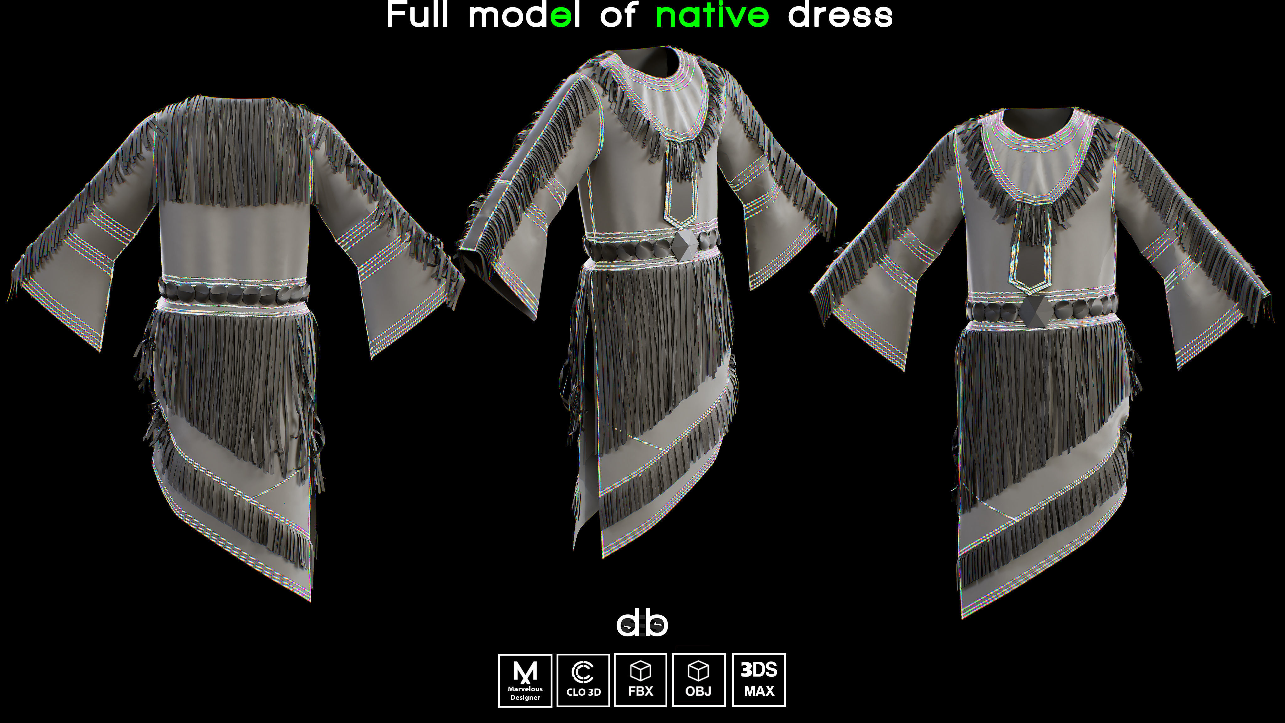 Full model of native dress MD CLO3D PROJECTS OBJ FBX 3D model | CGTrader