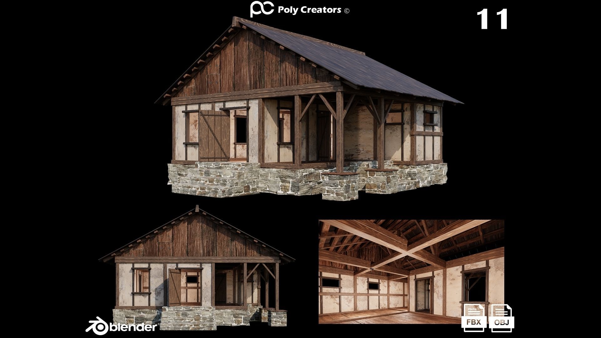 3D model Medieval Houses 11 - 4K Textures Game Ready VR / AR / low-poly ...