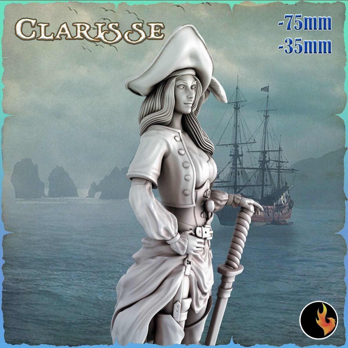 Clarrise clarese - female pirate 3D model 3D printable | CGTrader