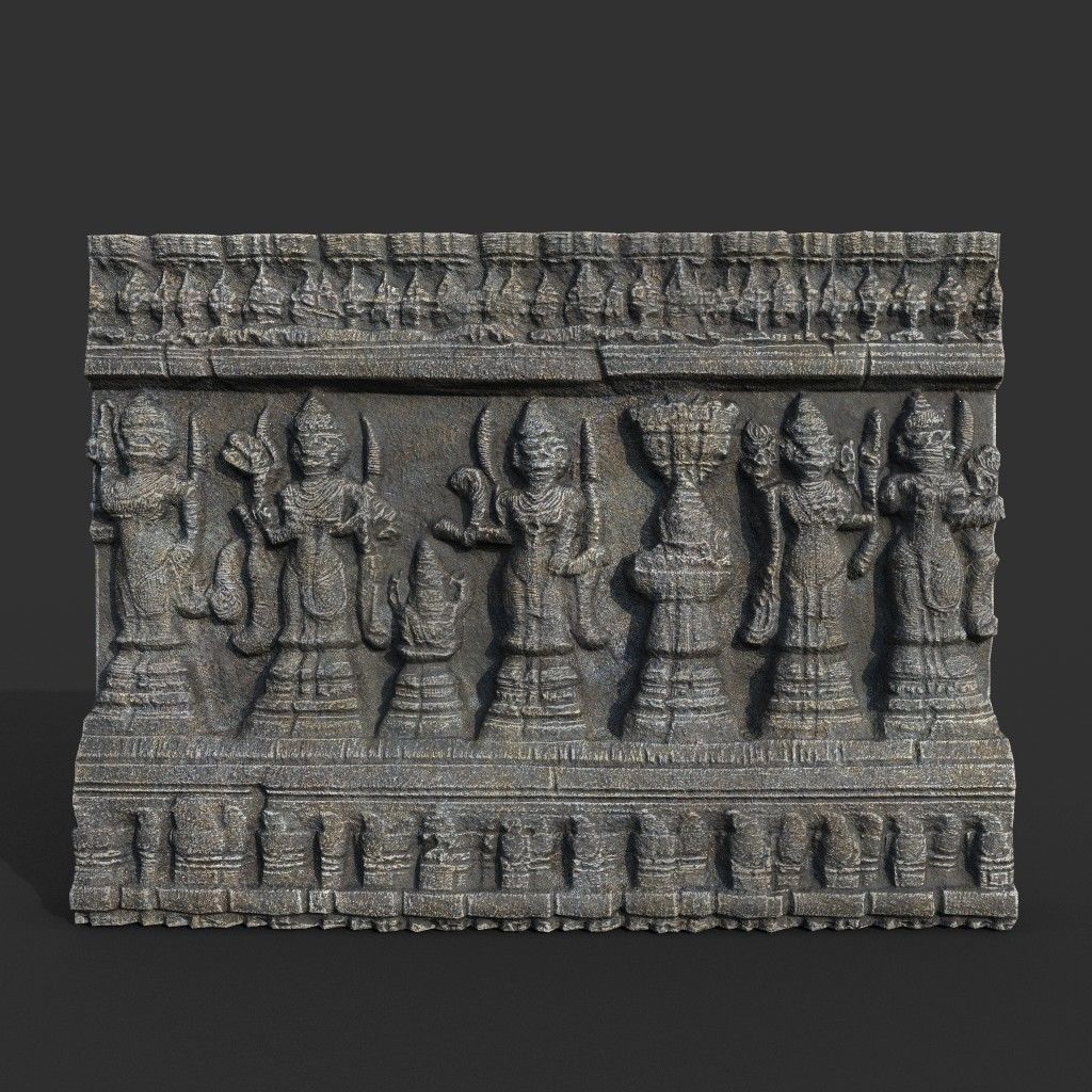 3D model Ancient Hindu Temple Wall modular Ultra HD 16K Texture ...