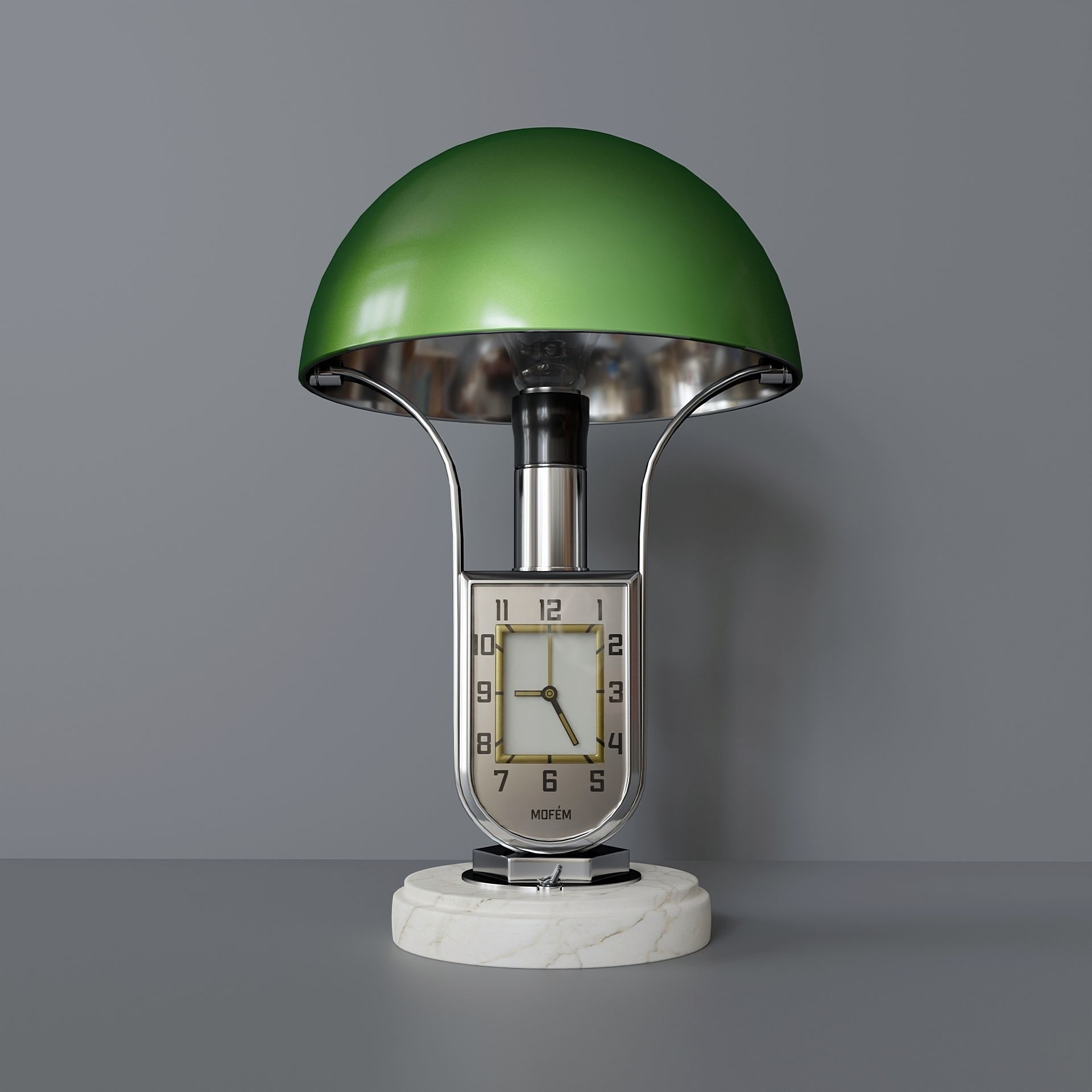 Art Deco table clock lamp 3D model | CGTrader