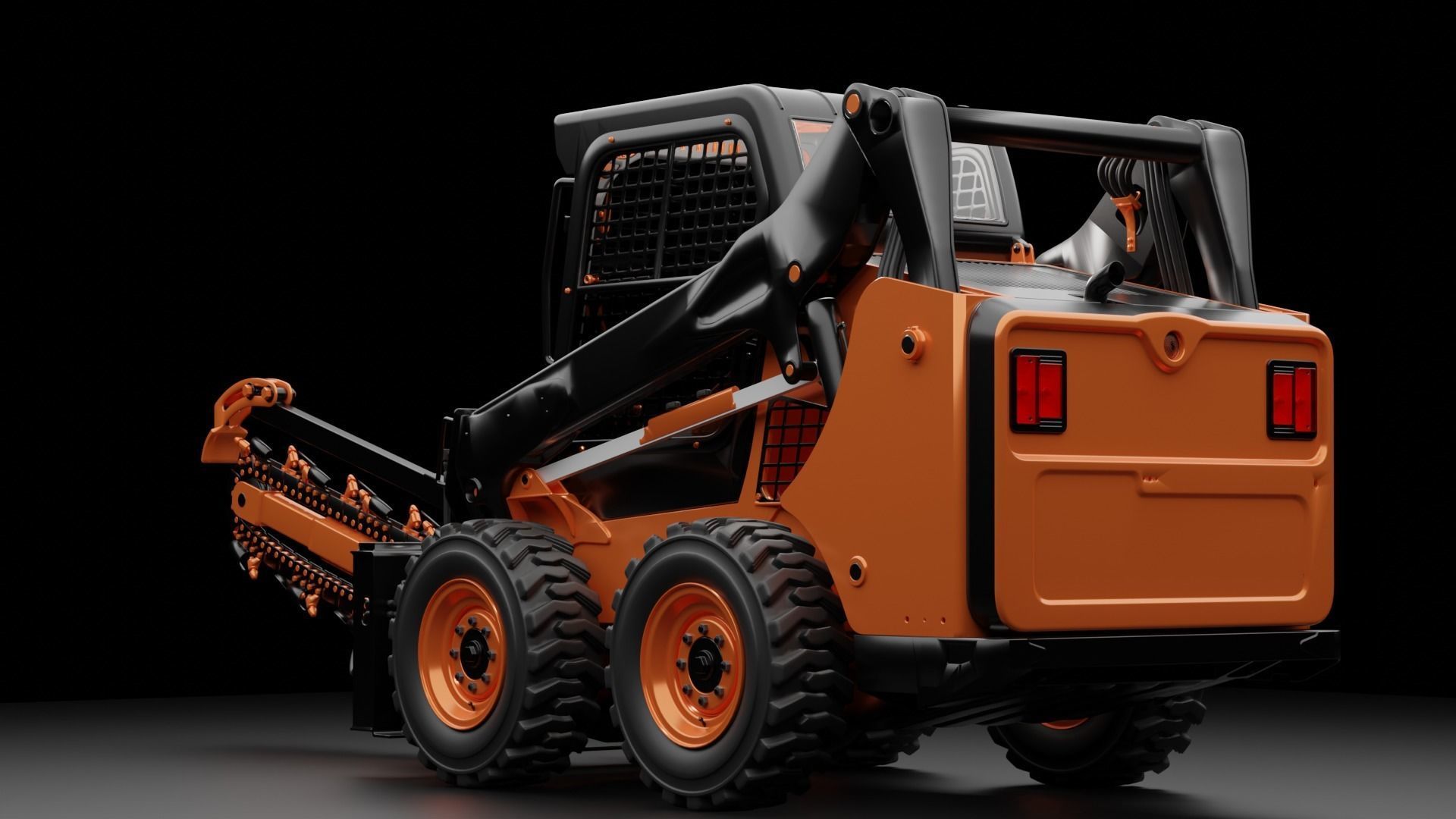 Compact Wheel Loader with Trencher 3D model | CGTrader