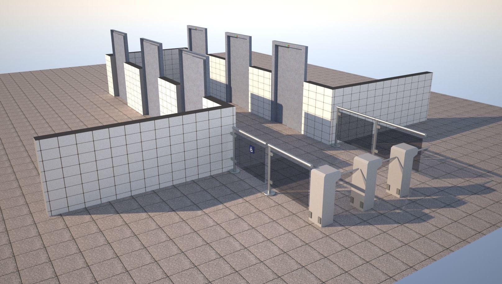Speed Gates Lift Lobby 3D model 3D printable | CGTrader