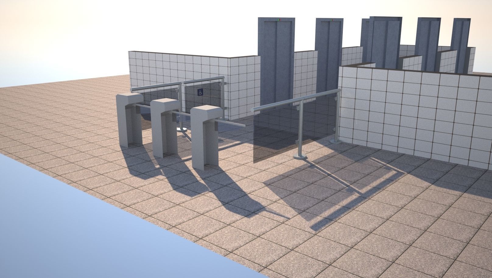 Speed Gates Lift Lobby 3D model 3D printable | CGTrader