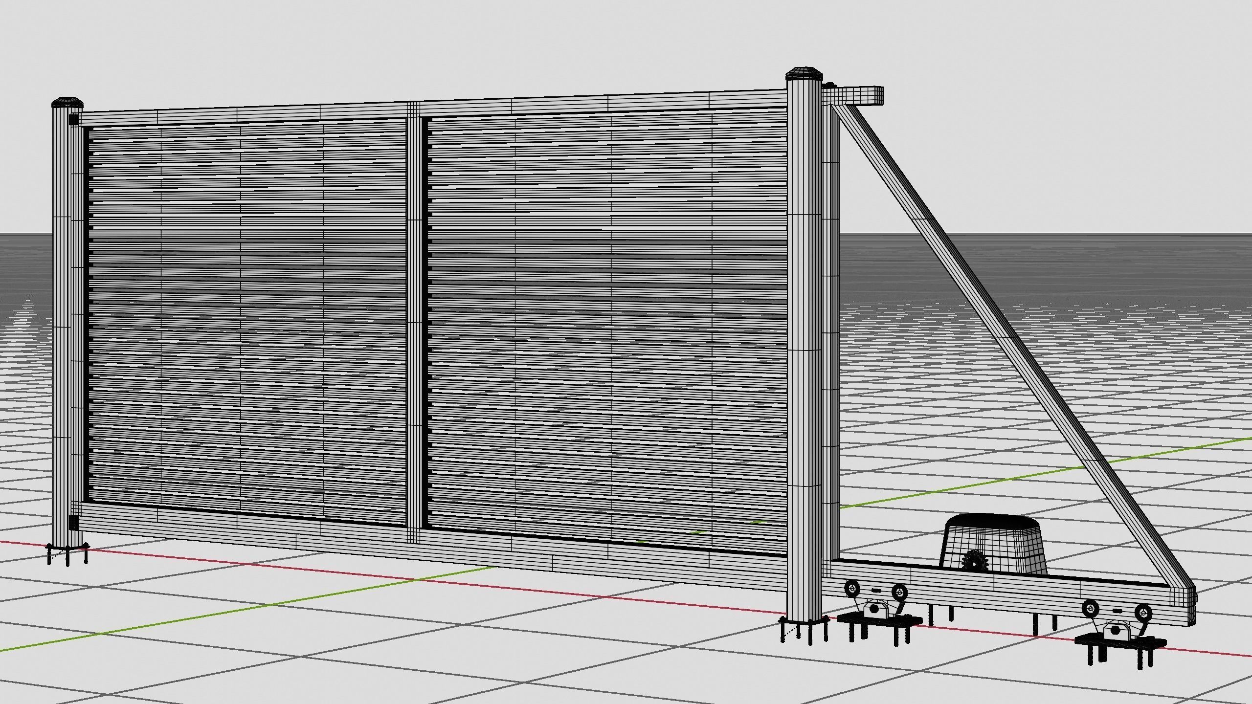 Aluminum Electric Sliding Gate - Model 2 - 4cm - 3D model | CGTrader