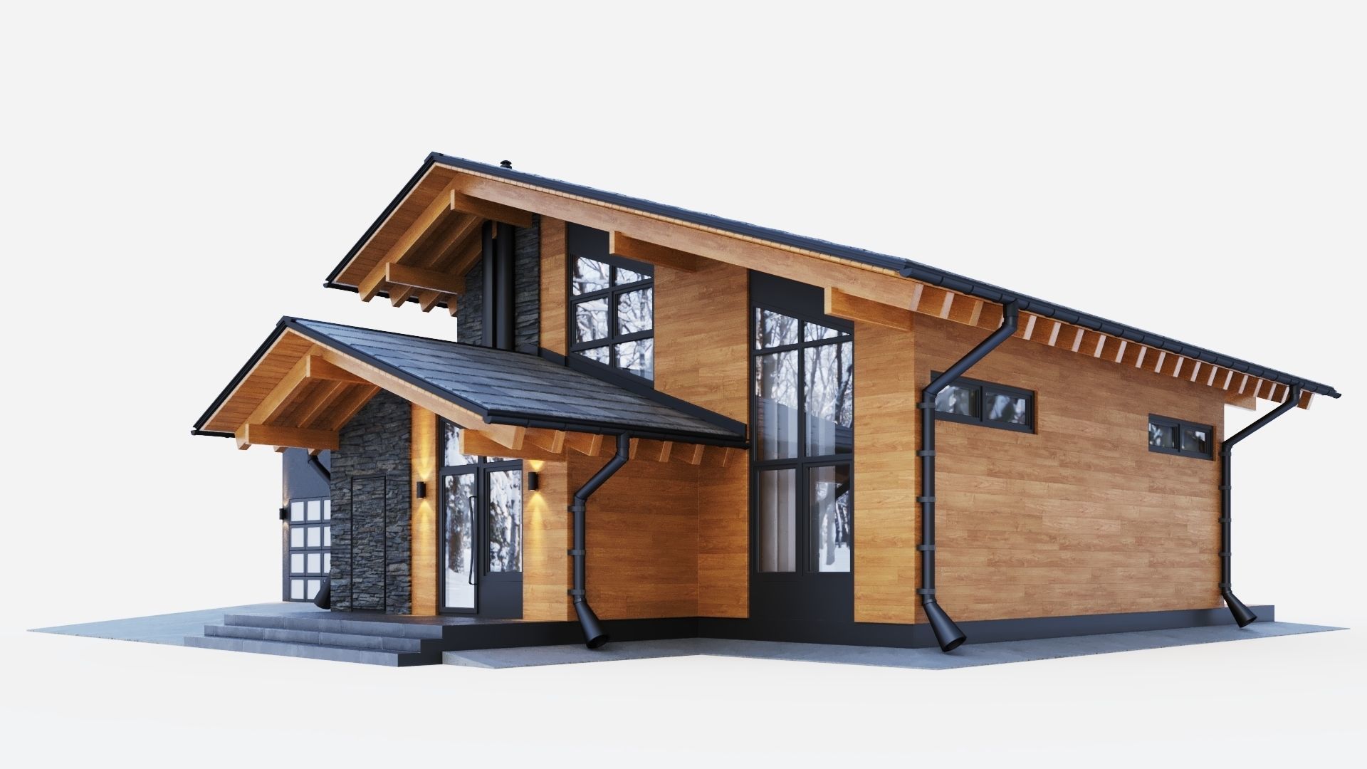 Modern swiss chalet 3D model | CGTrader