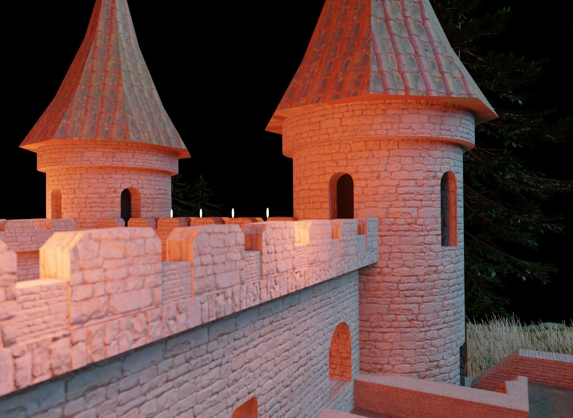 3D model 3D Low Poly Medieval Castle Scene VR / AR / low-poly | CGTrader
