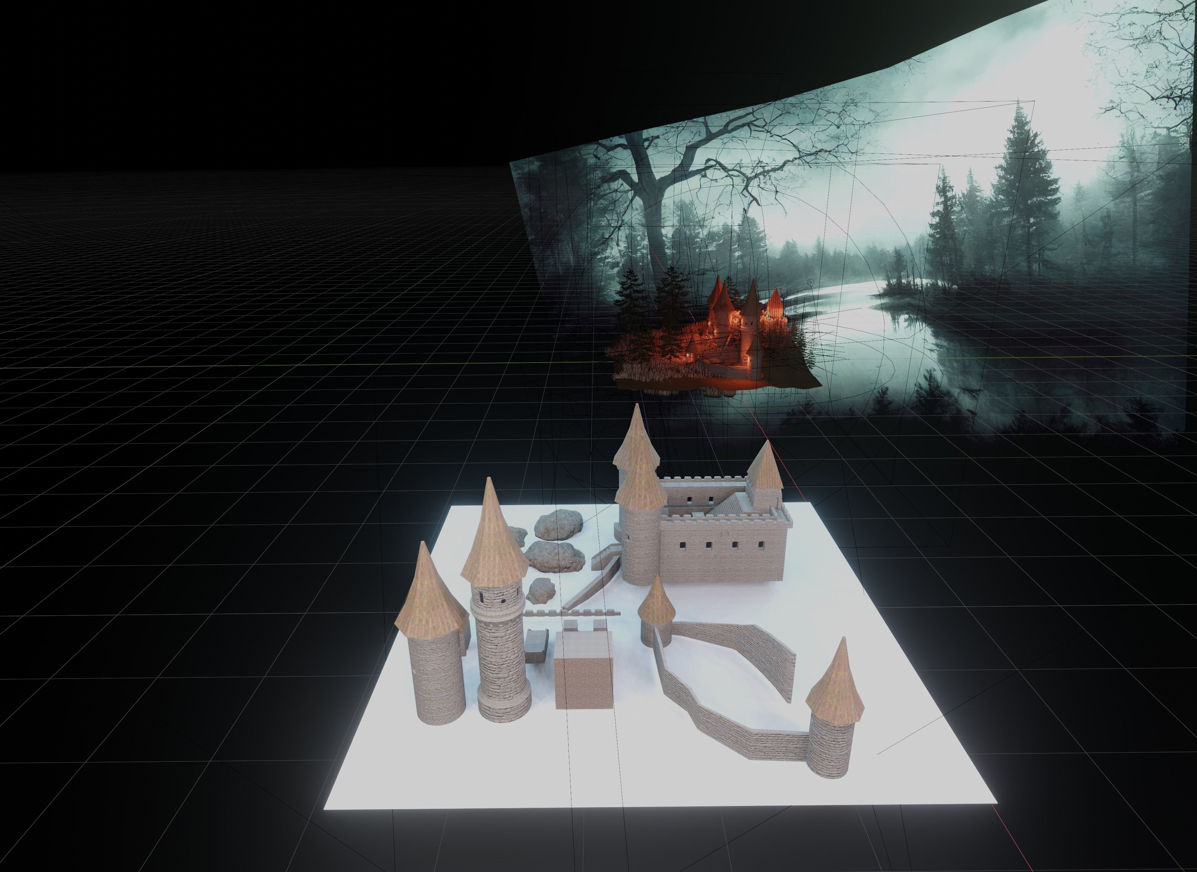 3D model 3D Low Poly Medieval Castle Scene VR / AR / low-poly | CGTrader