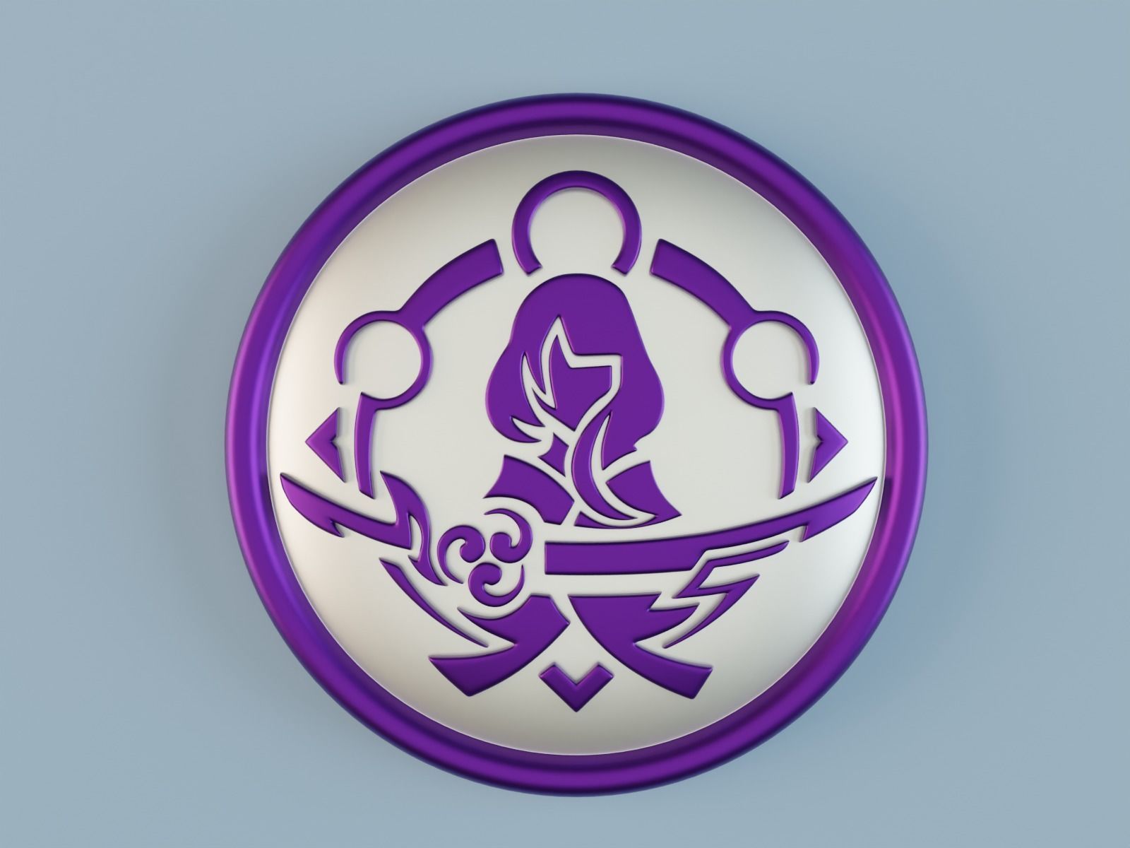 Genshin Impact Raiden Shogun Emblem pendant 3D model 3D printable ...