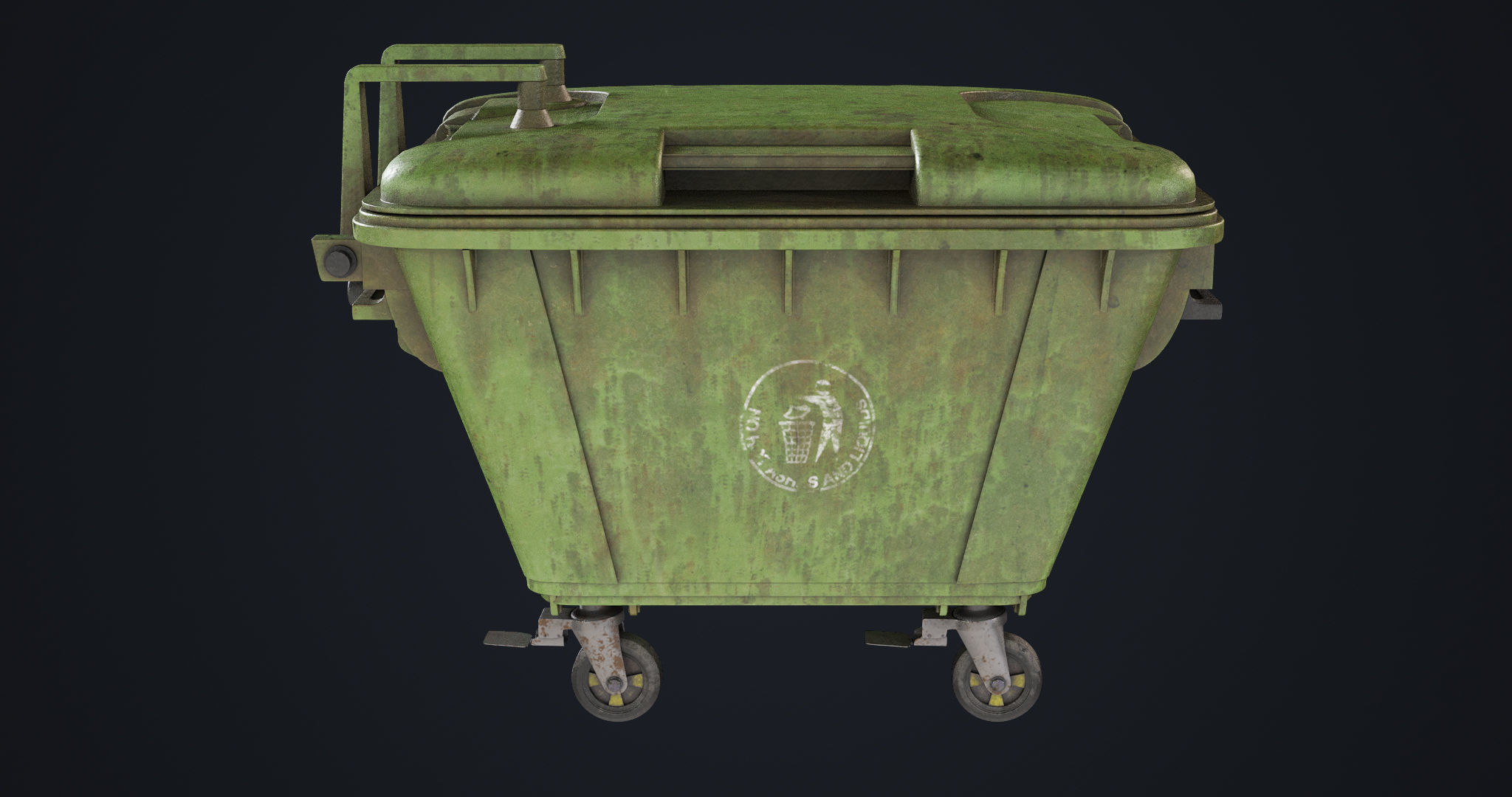 3D model Old Dirty Dustbin All PBR Unity UE Textures Included VR / AR ...