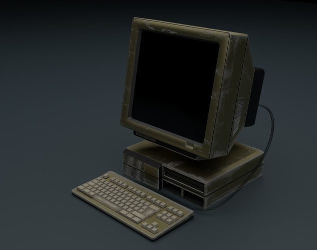 3D model computer old with keyboard VR / AR / low-poly | CGTrader