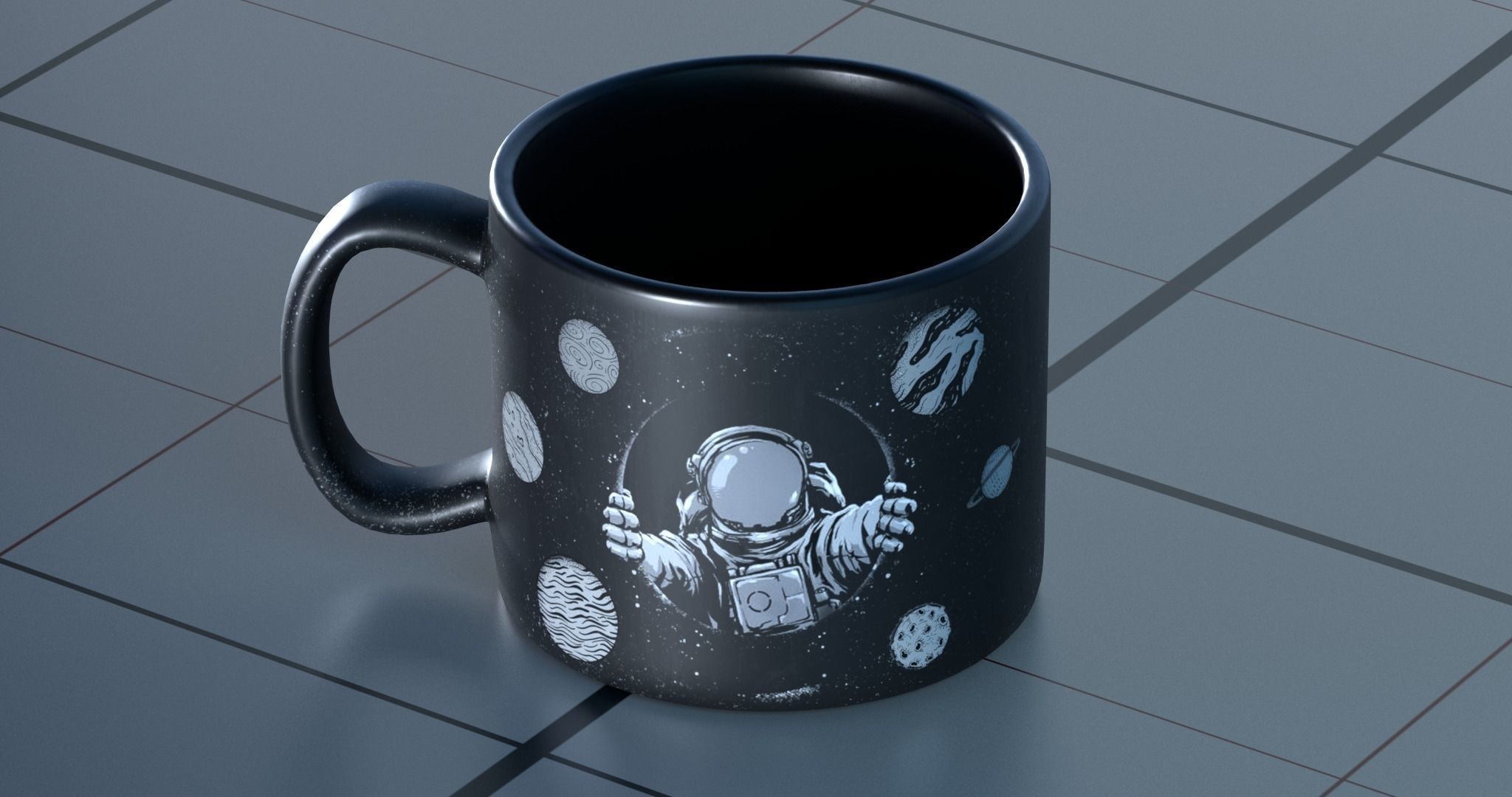 3D model Cups PBR coffee mug with astronaut VR / AR / low-poly | CGTrader