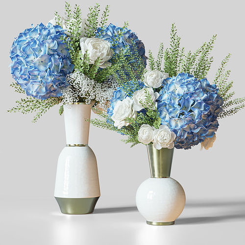 Flower Set 048 Blue hydrangea 3D model | CGTrader