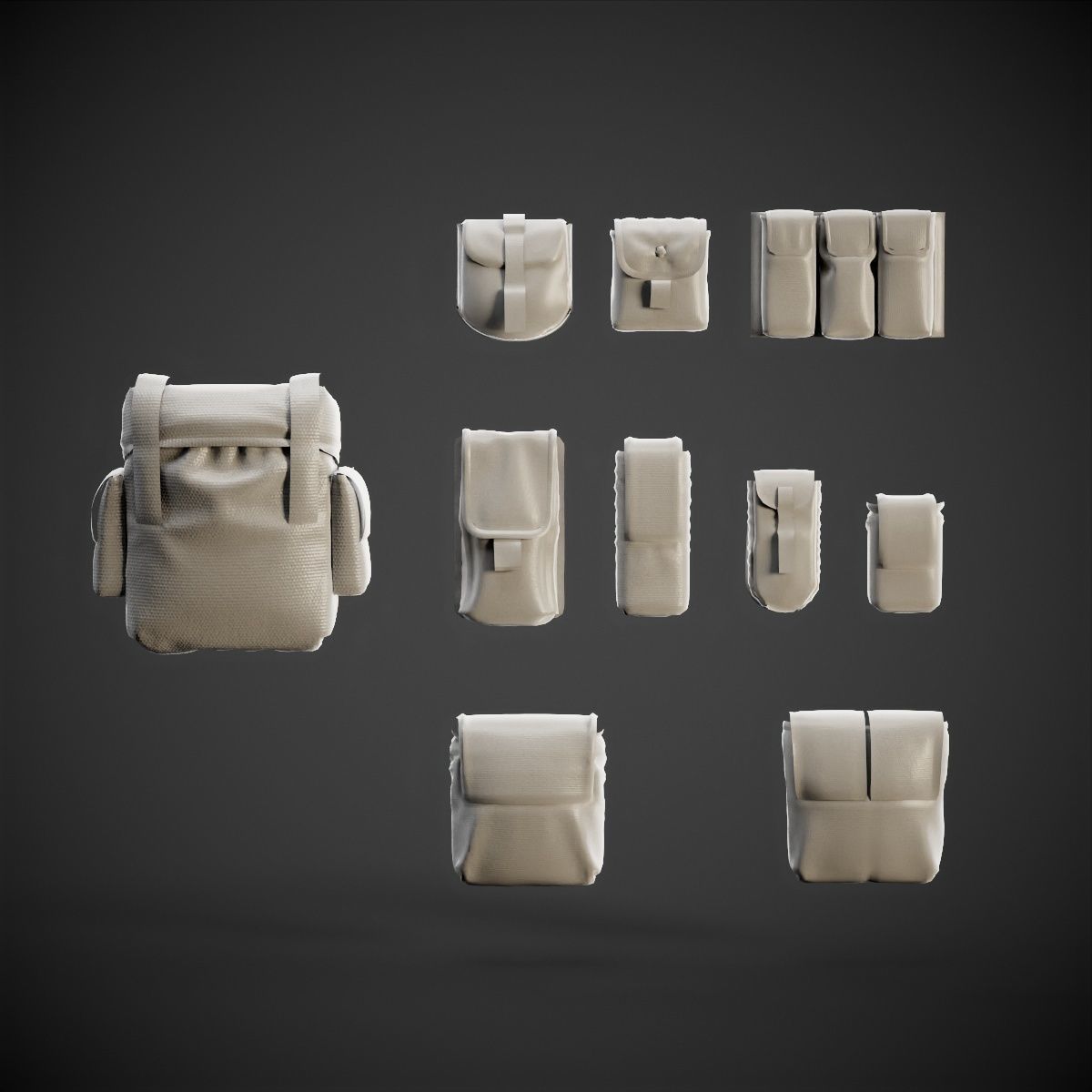 3D model Military Props Vol 04 FLC Vest and Pouches VR / AR / low-poly ...