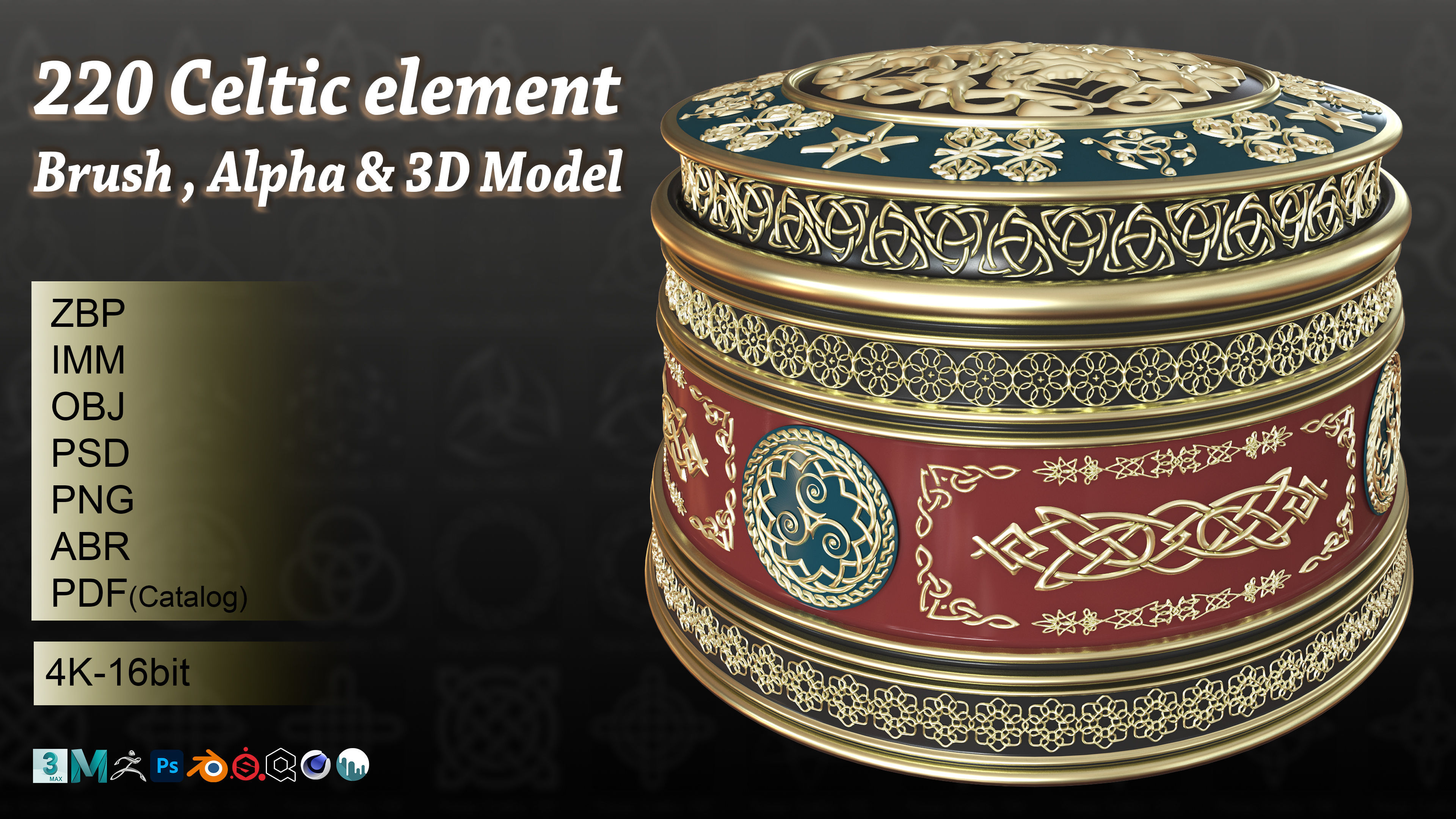 220 Celtic element Alpha Brush and 3D Model 3D model | CGTrader