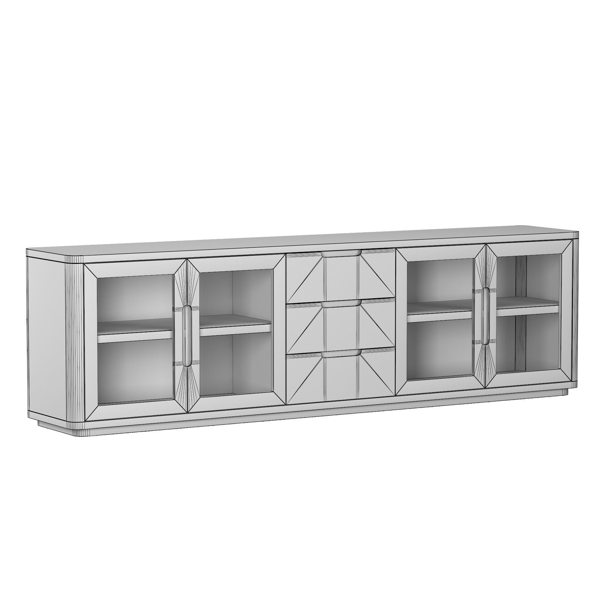 BRETON GLASS 4-DOOR MEDIA CONSOLE WITH DRAWERS 3D model | CGTrader