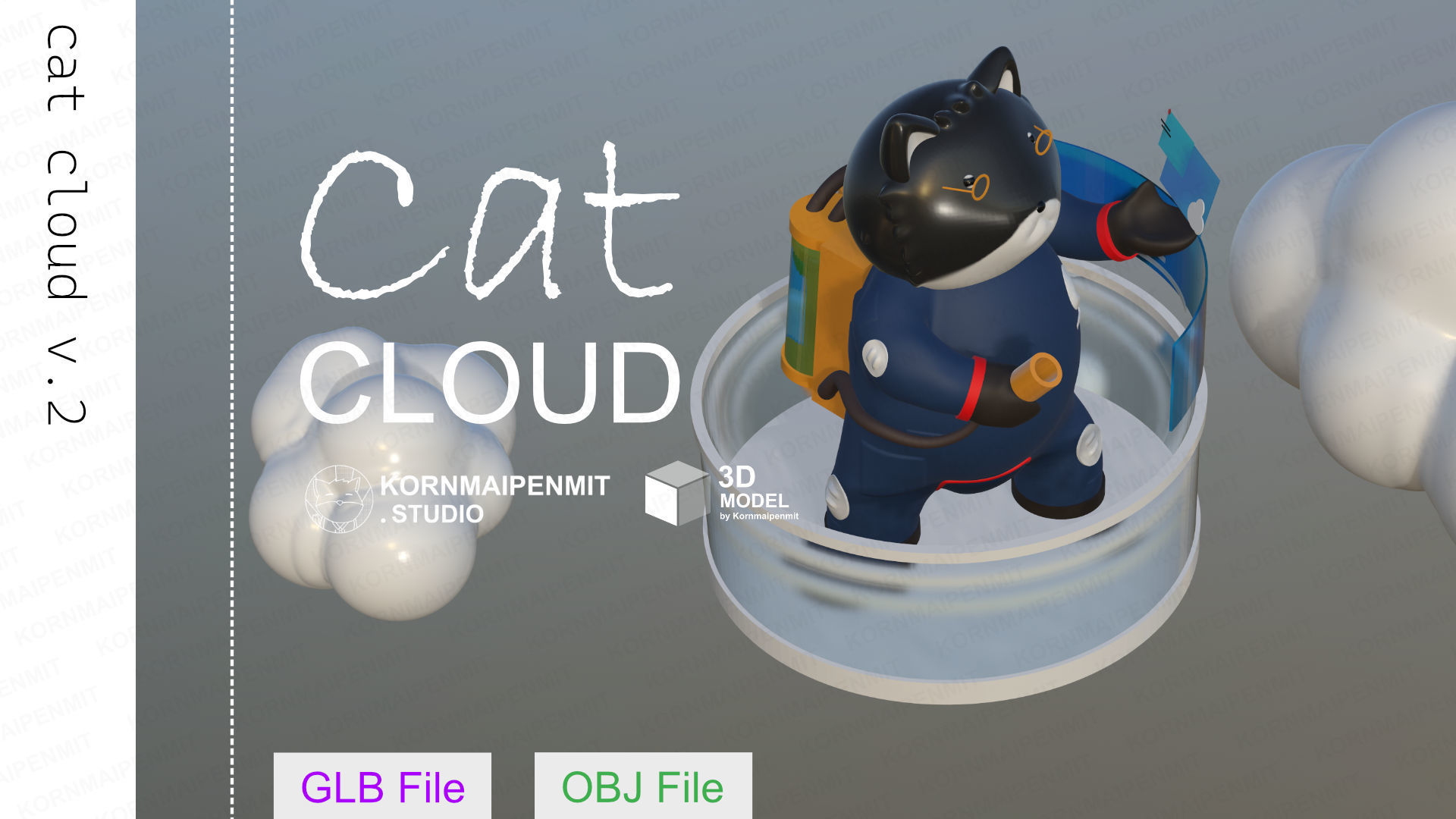 Cat cloud 3D model | CGTrader