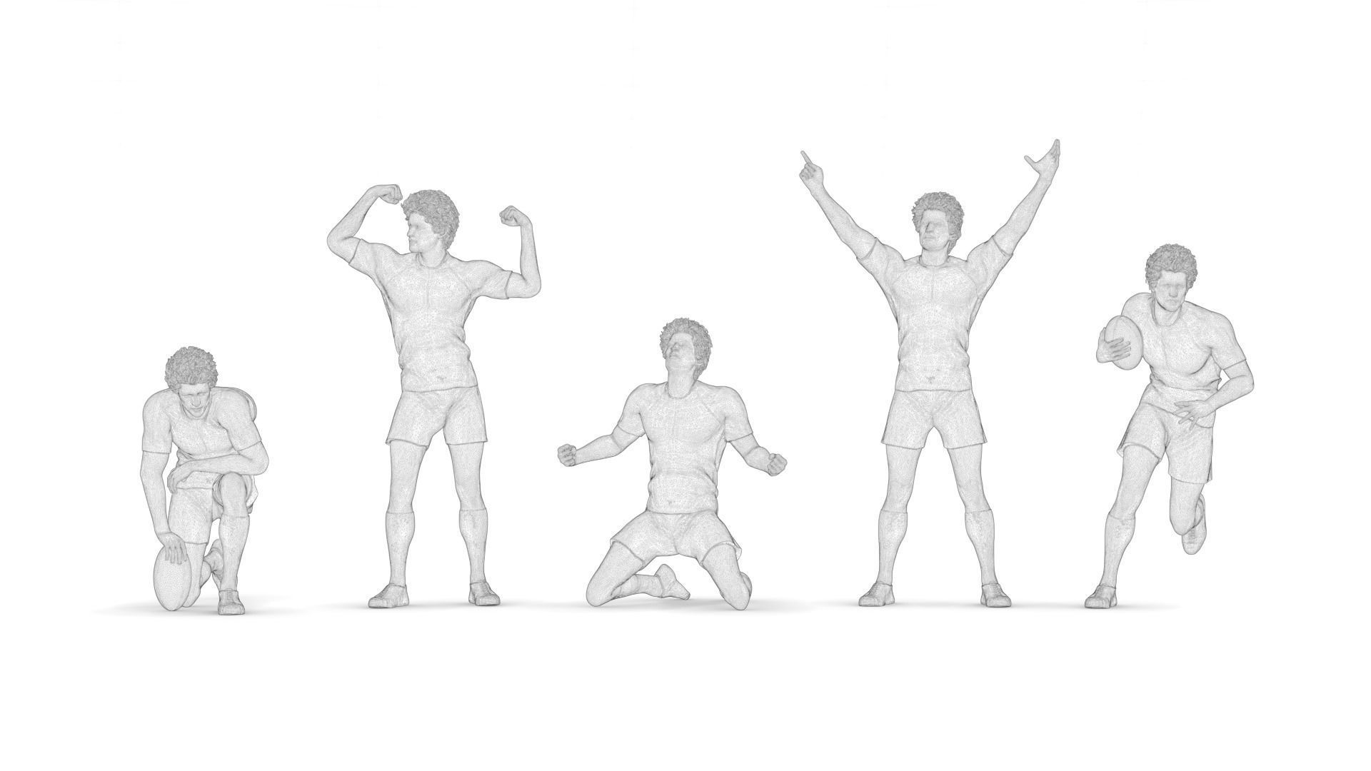 Rugby Poses 02 3D model 3D printable | CGTrader
