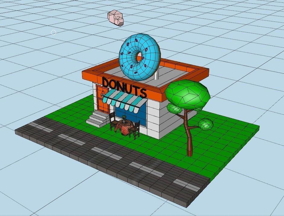 3D model Low poly Donuts shop VR / AR / low-poly | CGTrader