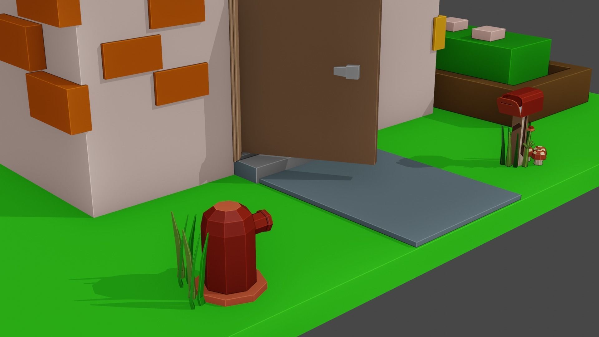 3D model Simple but powerful low poly cube house with car VR / AR / low ...