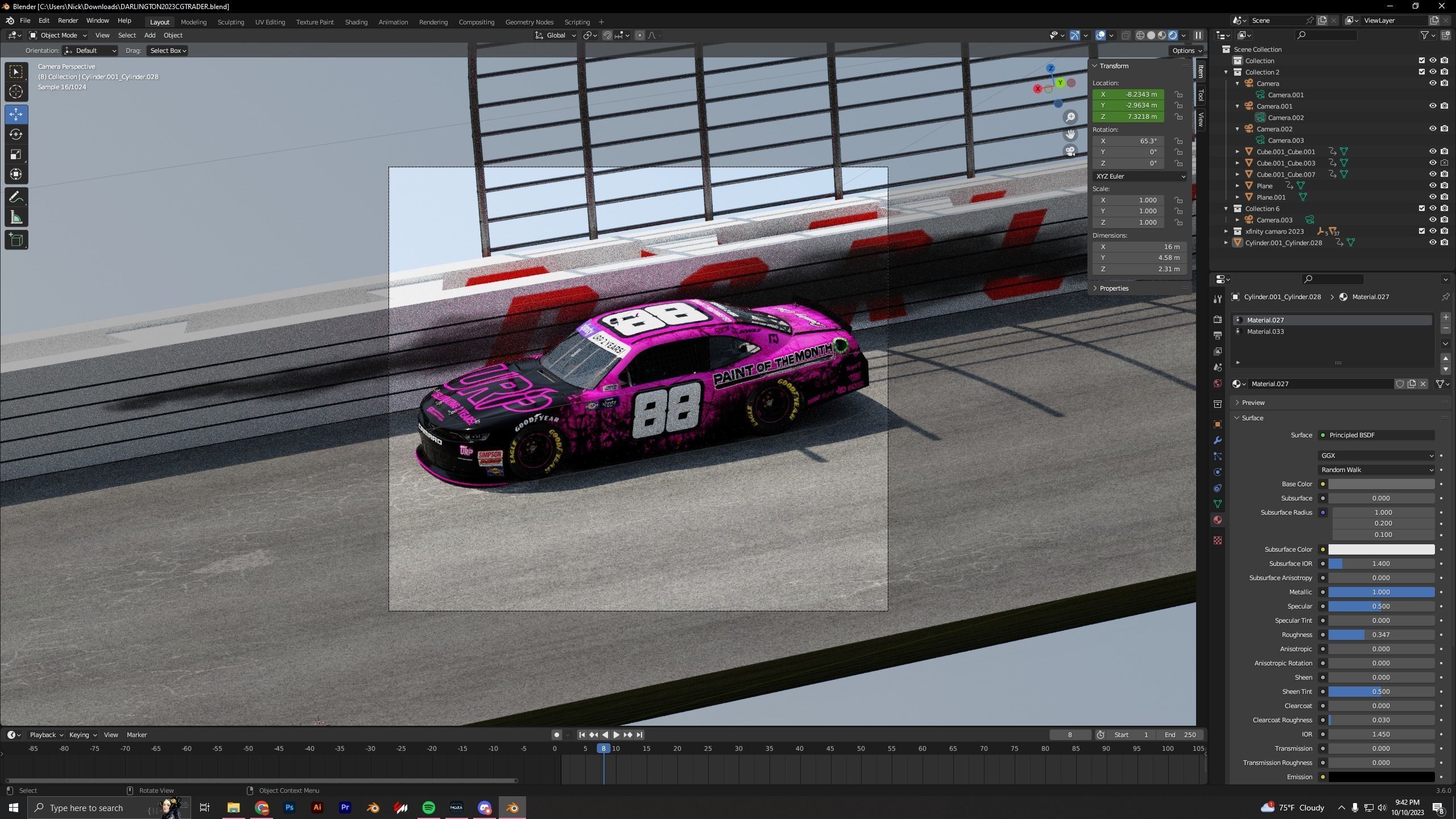 Darlington NASCAR turn 2 render scene 3D model rigged | CGTrader