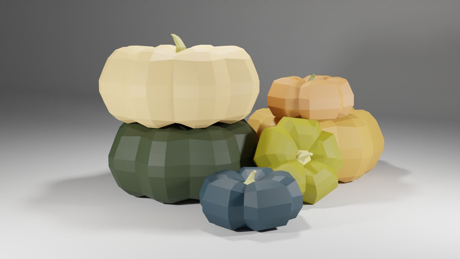 3D model Cartoon Pumpkins low-poly pack VR / AR / low-poly | CGTrader