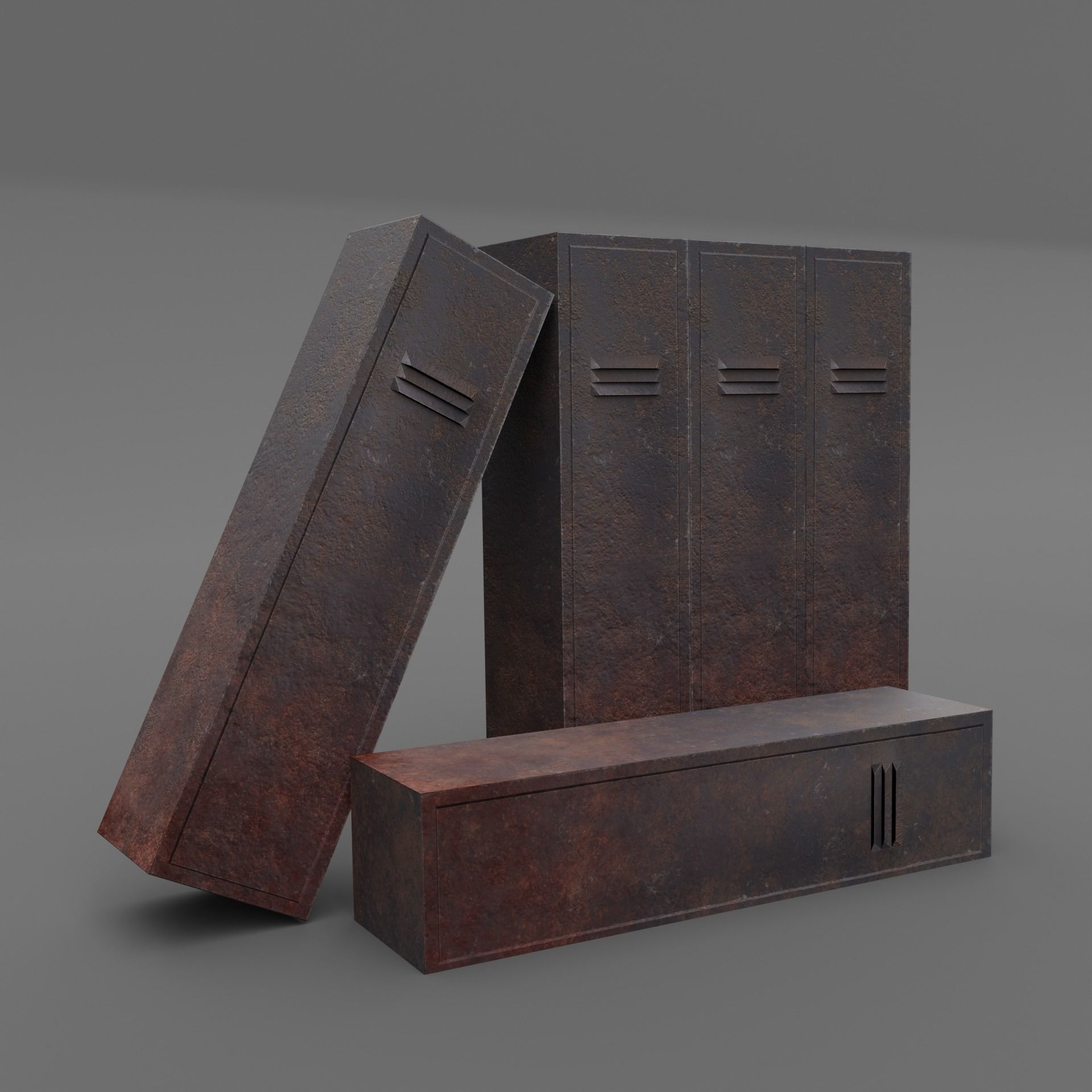 3D model Low poly PBR rust school locker game asset VR / AR / low-poly ...