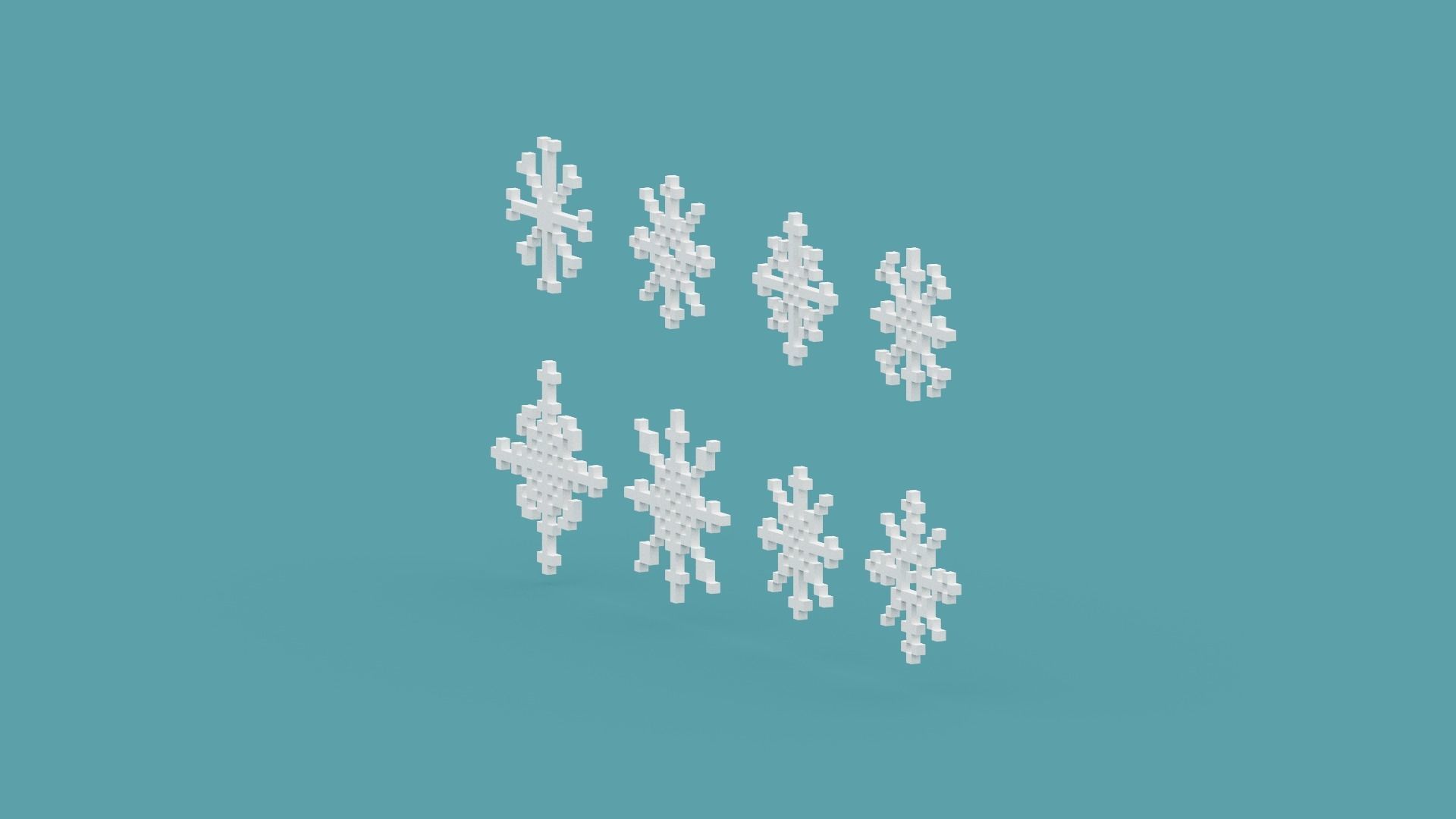 3D model Pixel Snowflake Icon Set VR / AR / low-poly | CGTrader