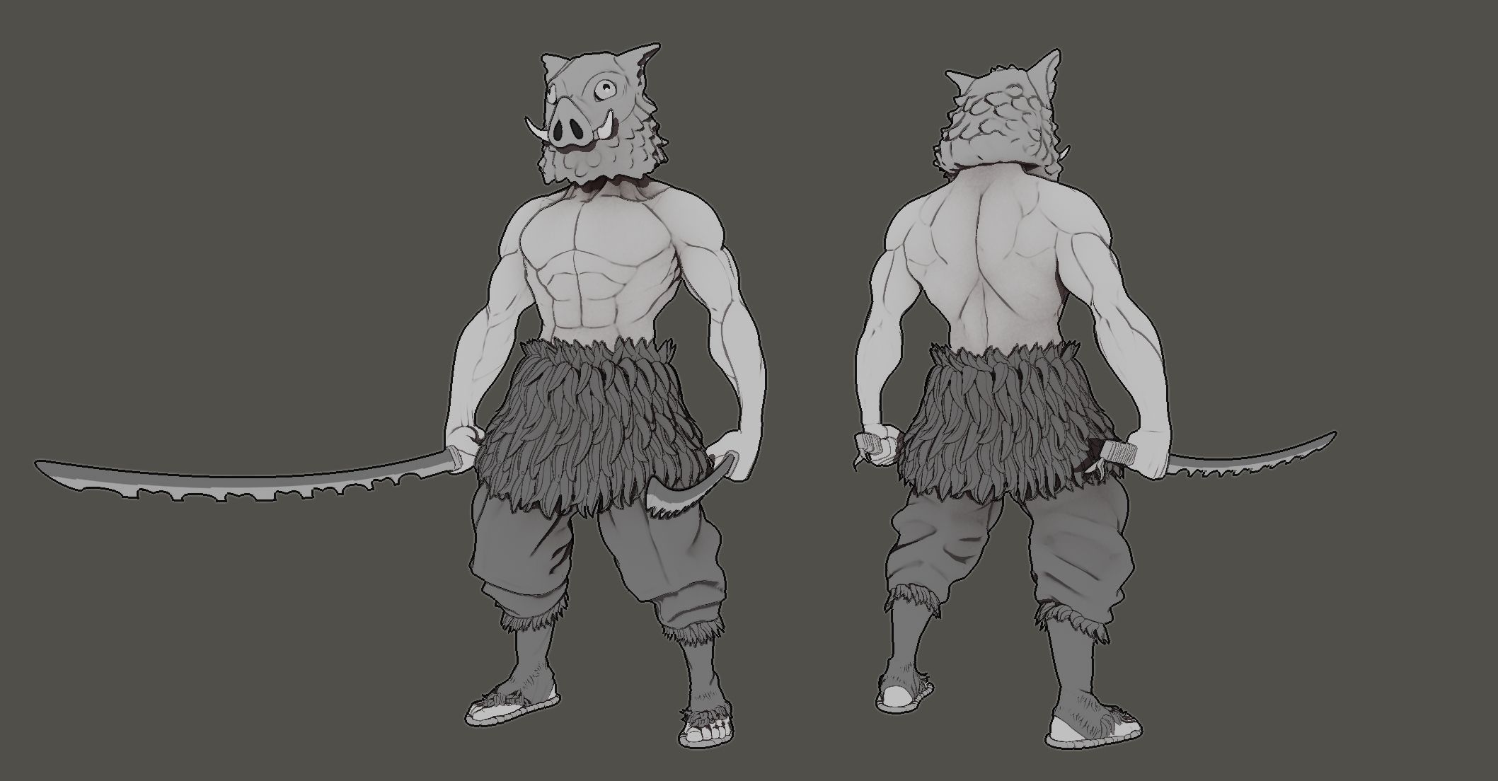 Inosuke Hashibira Demon Slayer 3D model 3D printable | CGTrader