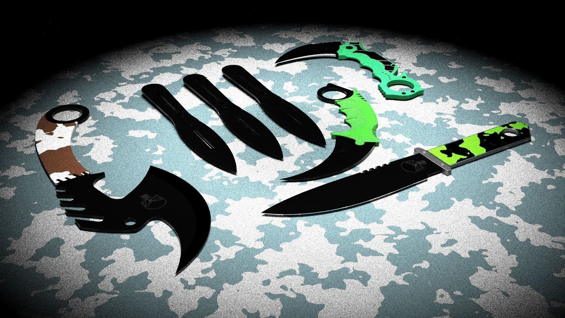 Zombie apocalypse survival knife set 3D model | CGTrader
