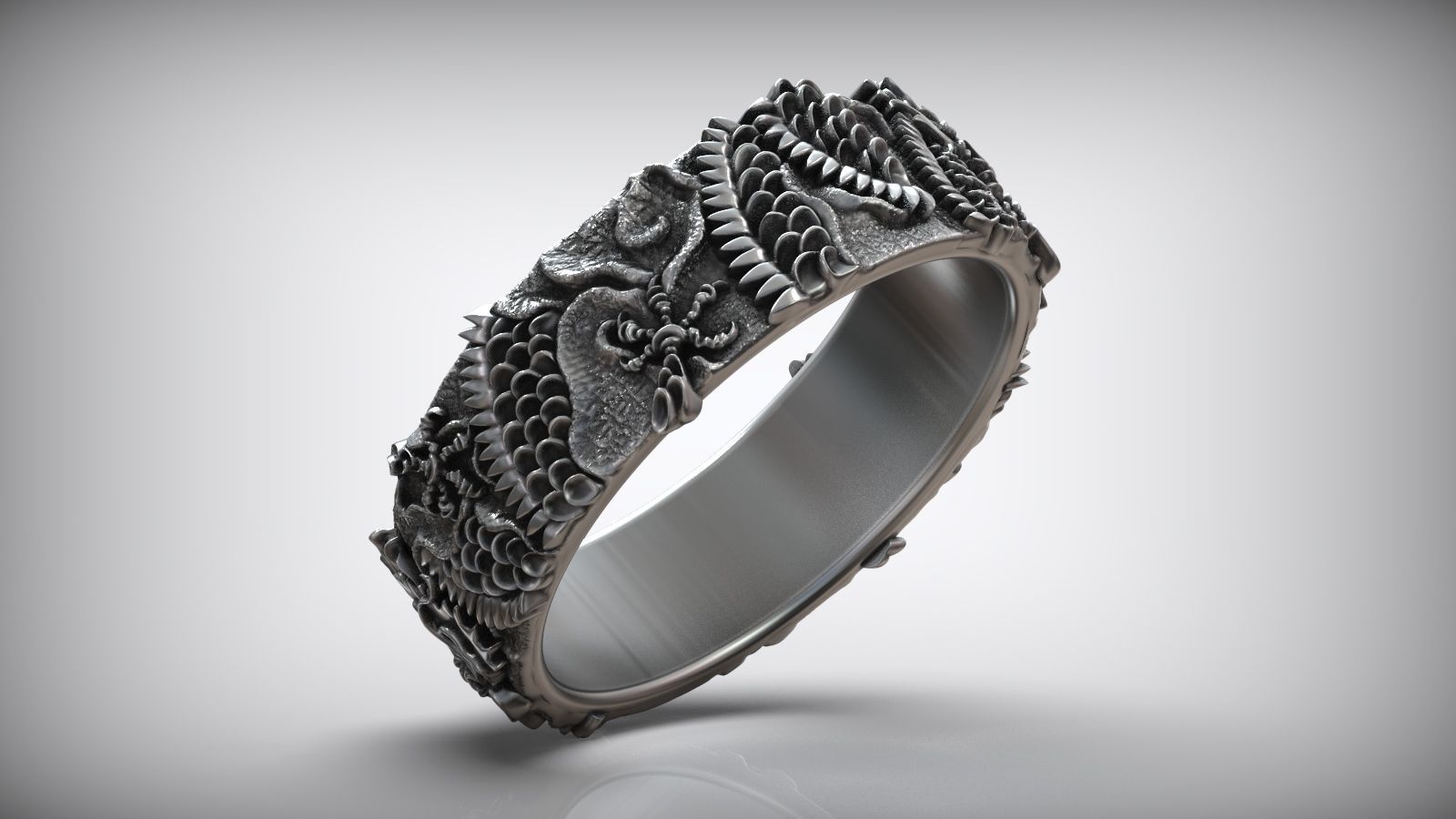 Chinese Dragon Tattoo Style Pattern Wedding Band 3D model 3D printable ...