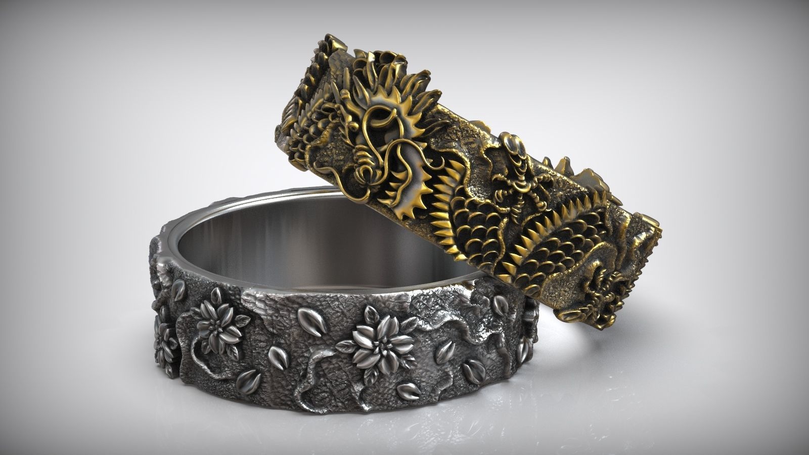 Chinese Dragon Tattoo Style Pattern Wedding Band 3D model 3D printable ...