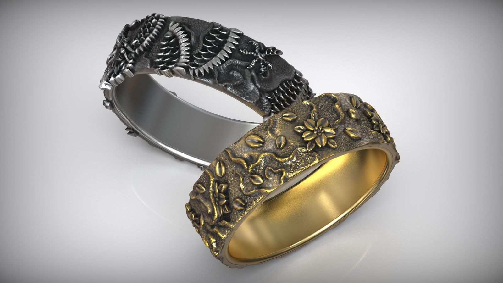 Chinese Dragon Tattoo Style Pattern Wedding Band 3D model 3D printable ...