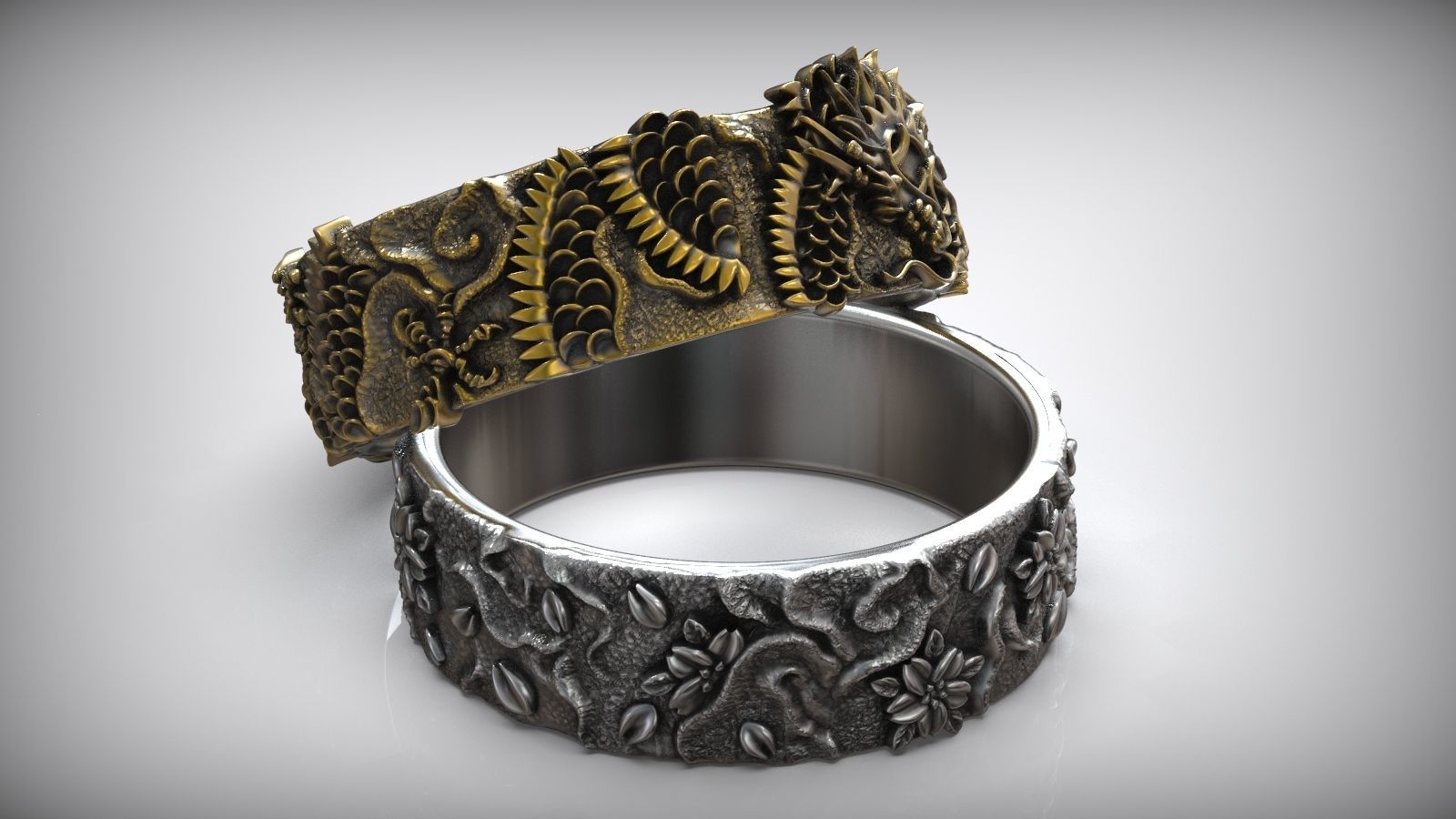 Chinese Dragon Tattoo Style Pattern Wedding Band 3D model 3D printable ...