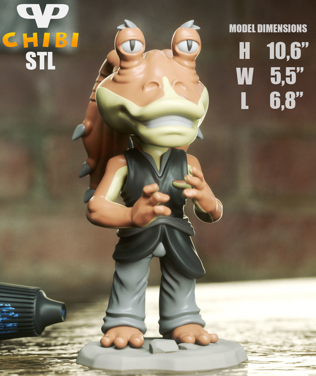 Jar Jar Binks Chibi STL for 3D Printing ChibiSTL 3DXM 3D model 3D ...