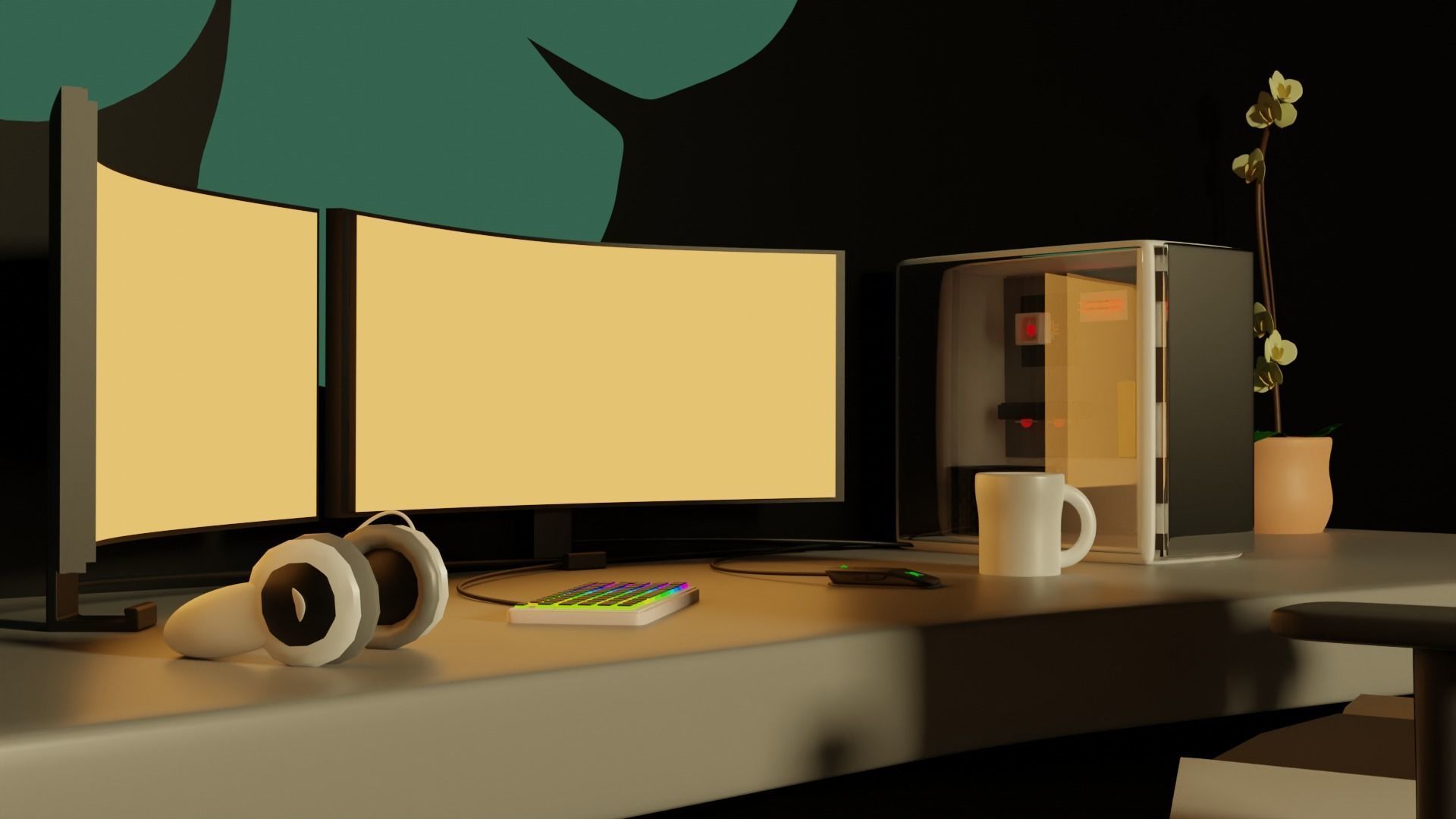 Aesthetic workplace 3D model | CGTrader