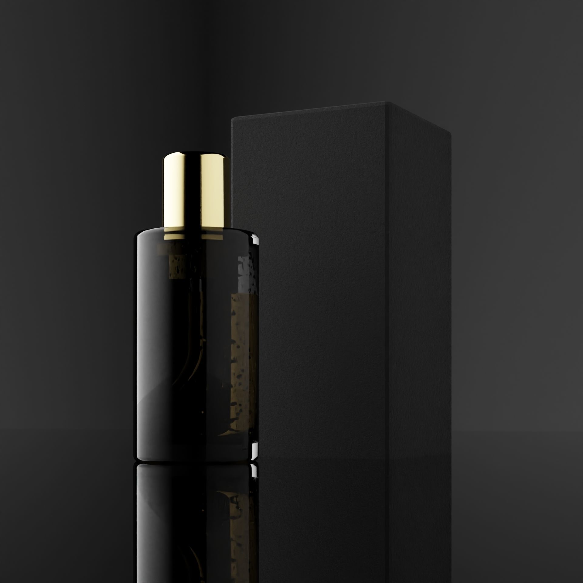 3D model Low-poly Black Cylinder Perfume Bottle with Box VR / AR / low ...