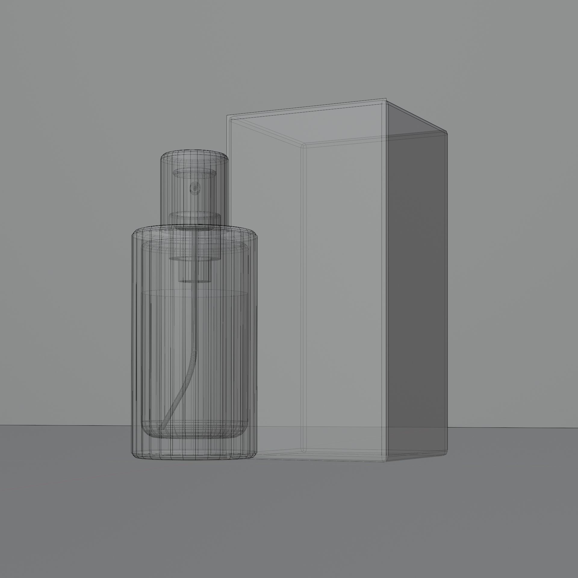 3D model Low-poly Black Cylinder Perfume Bottle with Box VR / AR / low ...