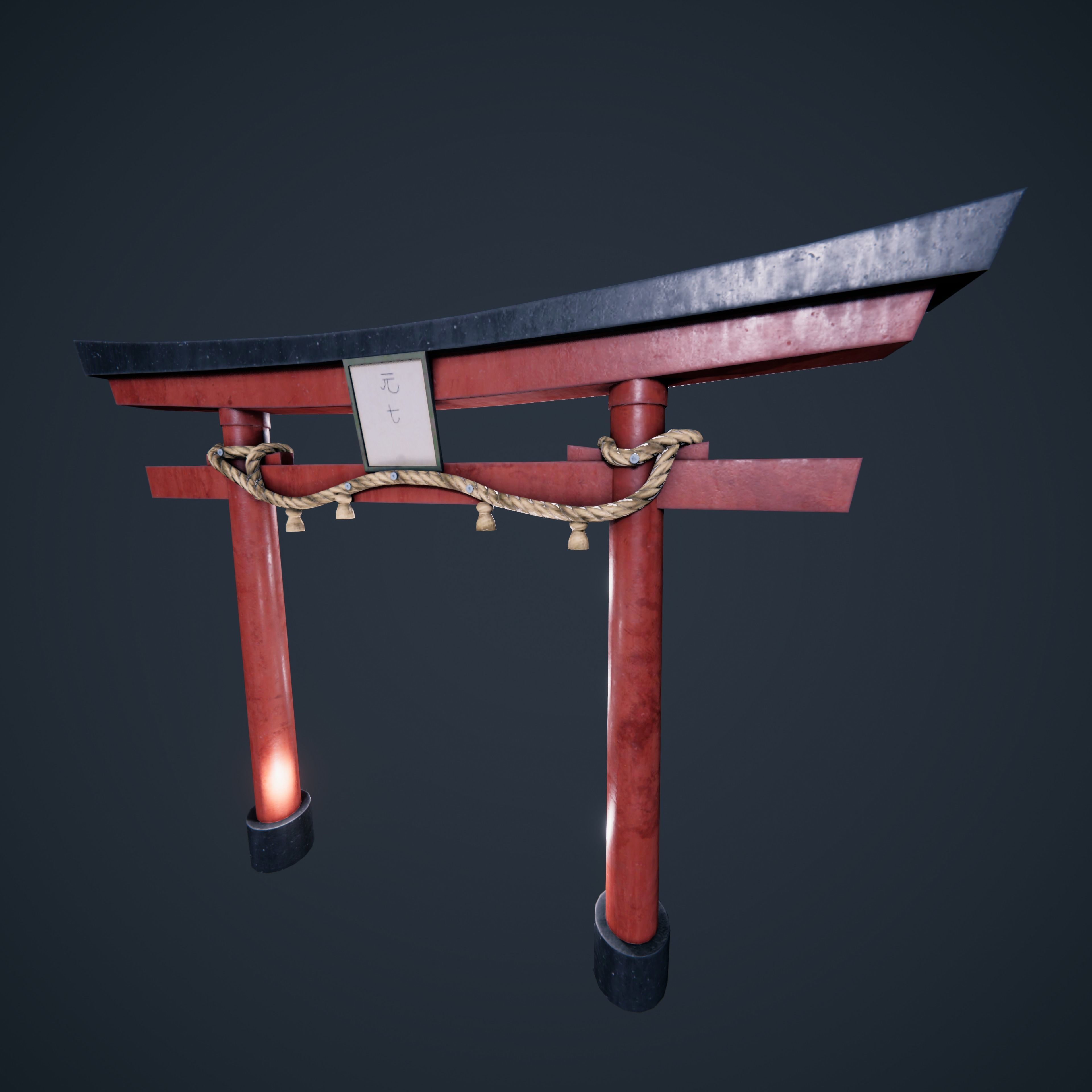 3D model Japanese Gate Red Torii Low poly VR AR VR / AR / low-poly ...