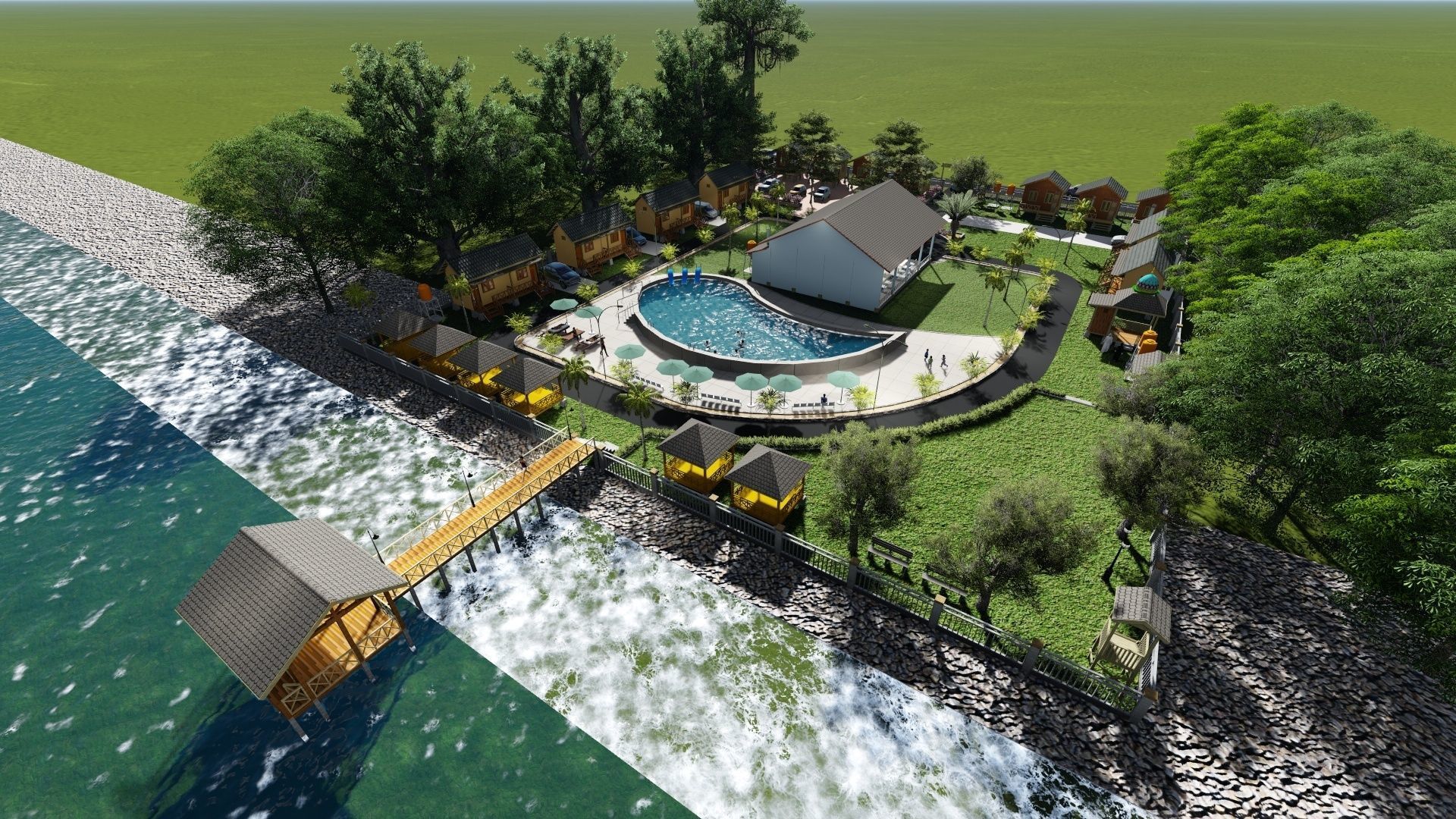 beachfront building free 3D model 3D printable | CGTrader