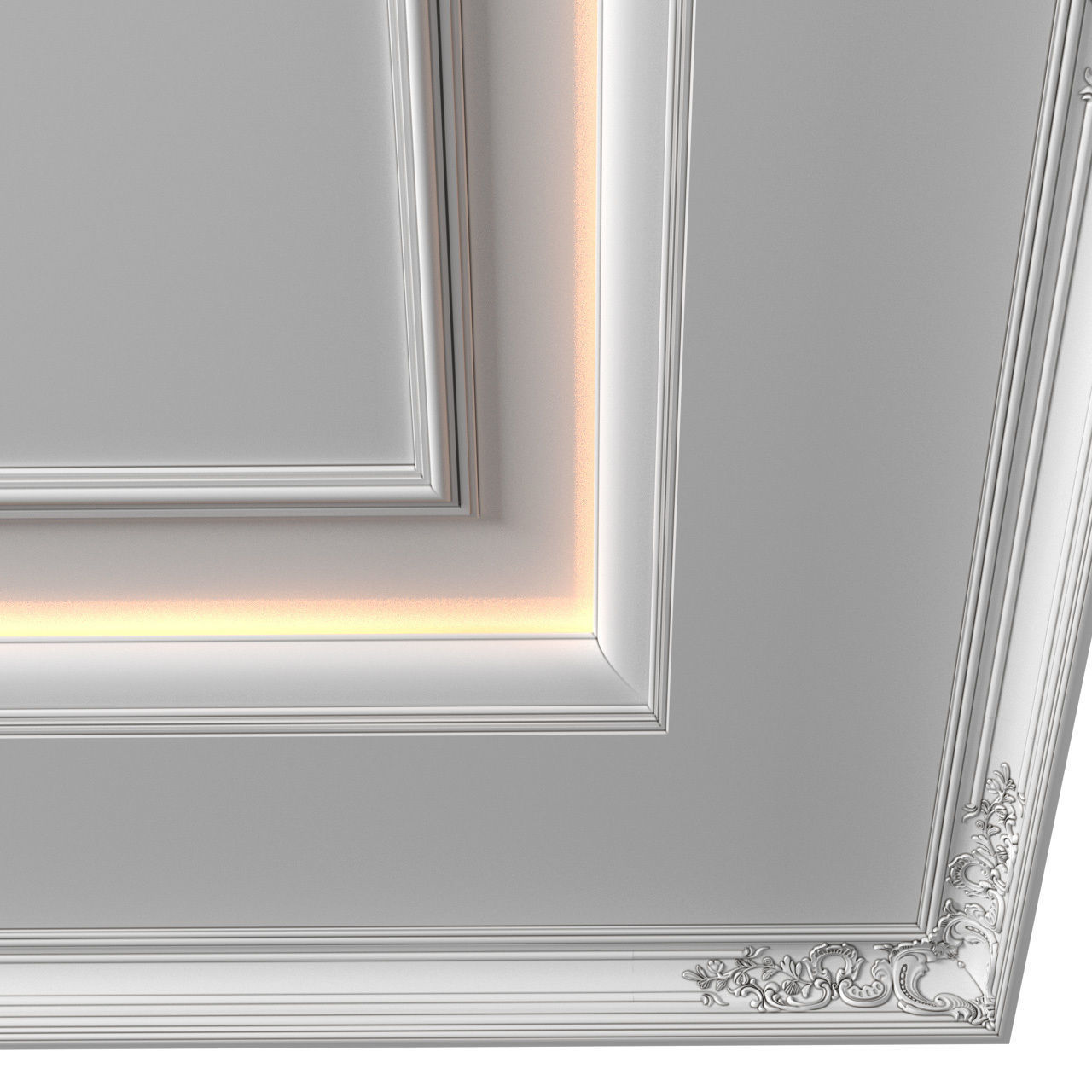 Ceiling classic coffered illuminated Modern Art Deco style 3D model ...